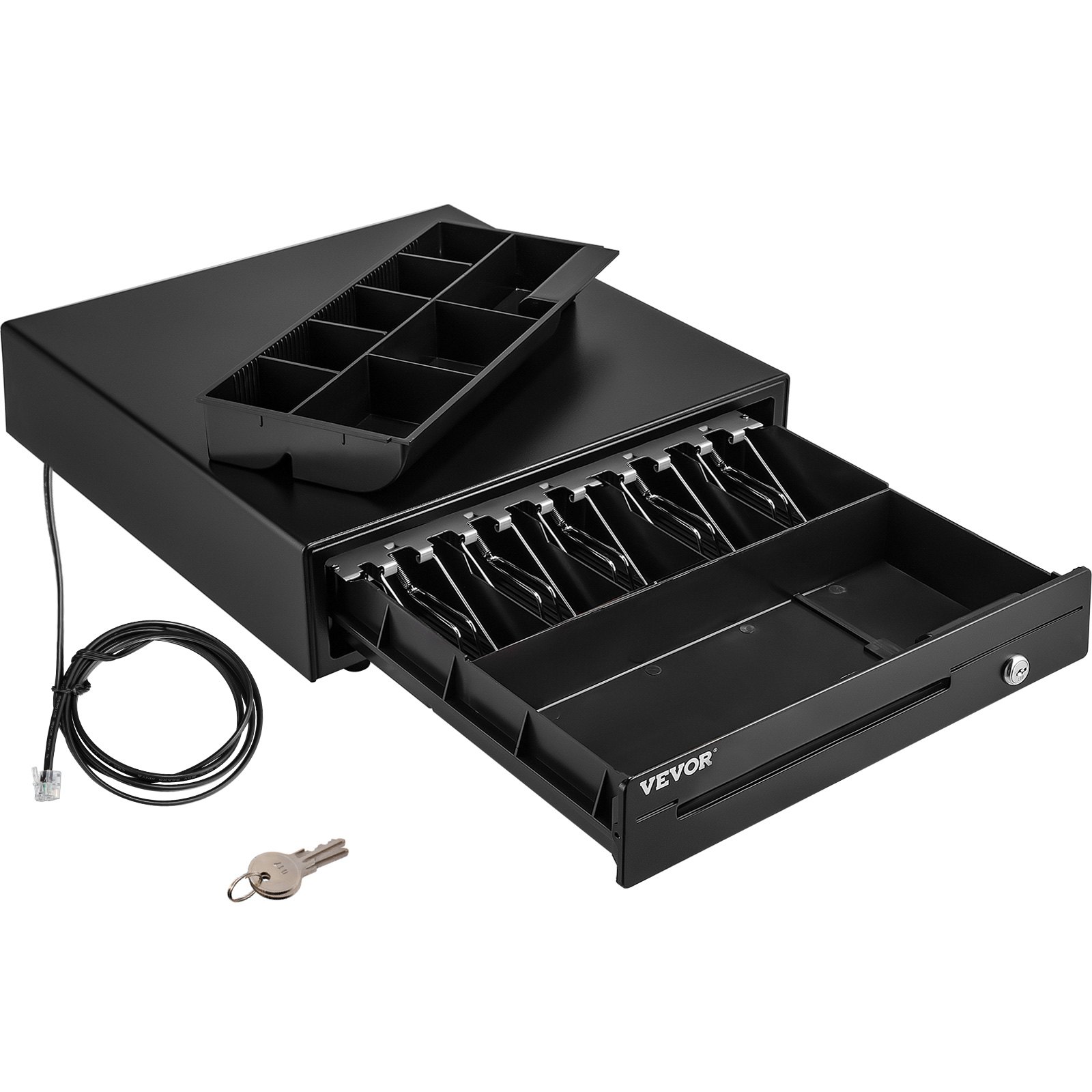 VEVOR Cash Drawer 16" Cash Register POS System 3 Unlocking Ways RJ11 ...