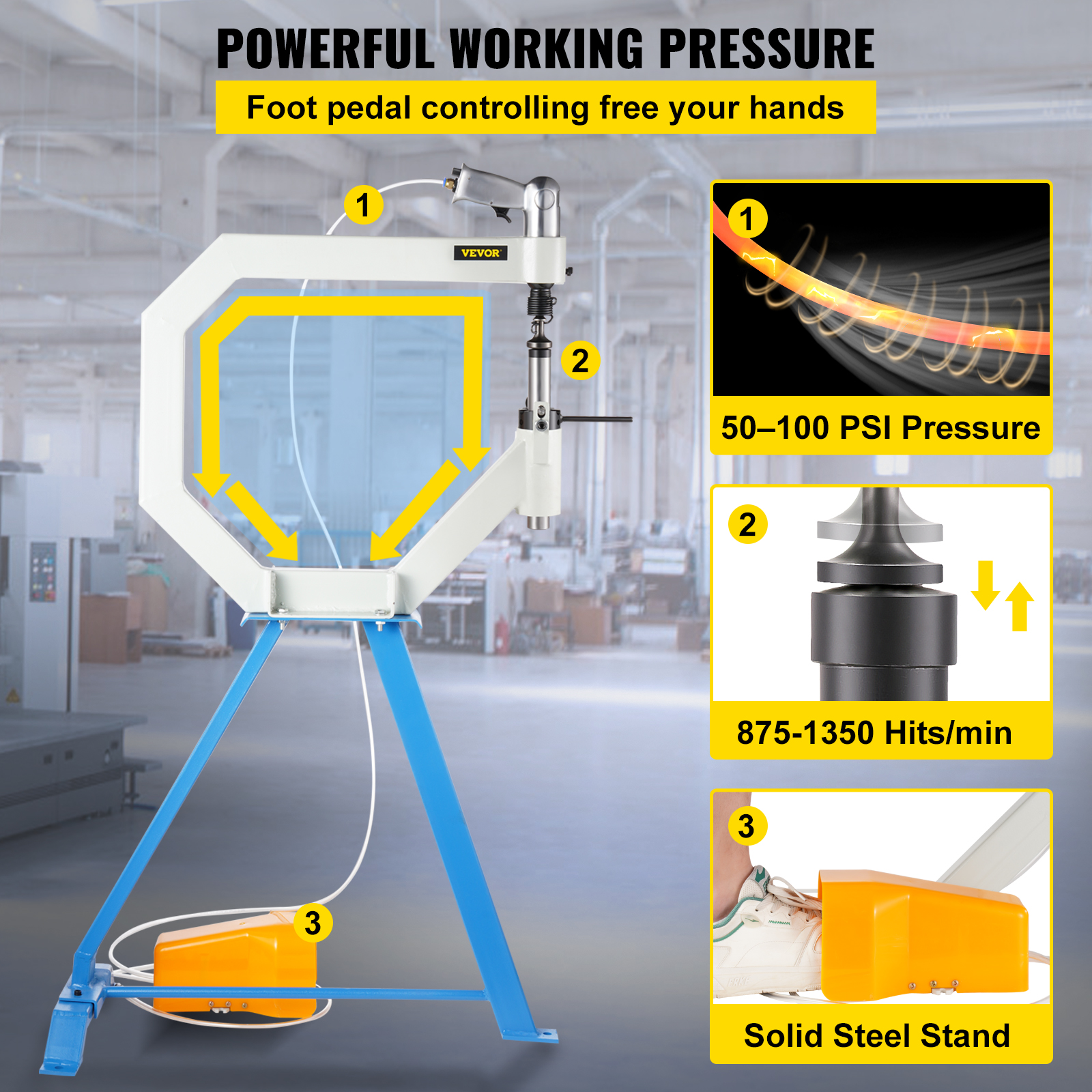 VEVOR Pneumatic Planishing Hammer, 19.63'' Throat Hammer Blacksmithing ...