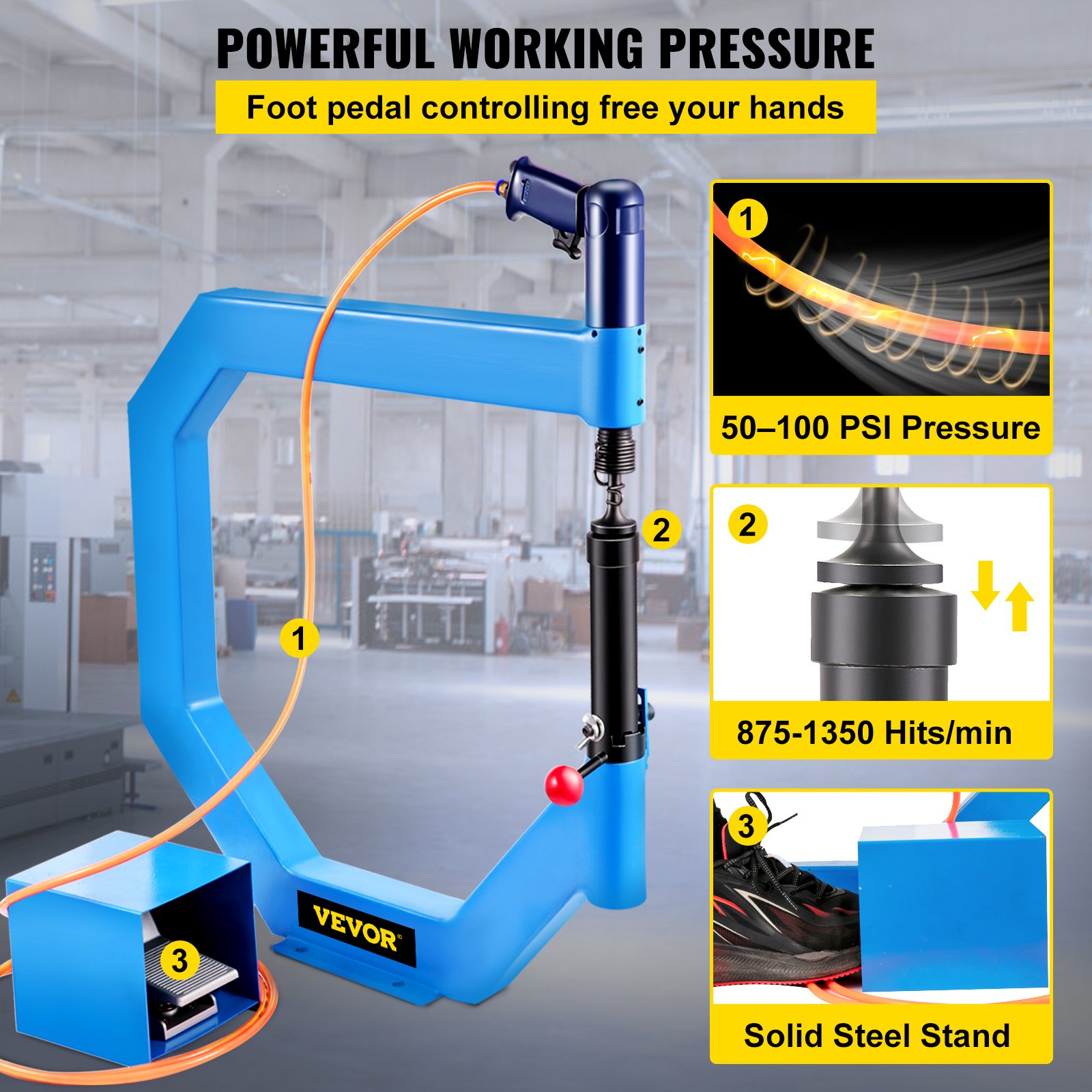 VEVOR Pneumatic Planishing Hammer Foot Operation Airpress Tool w/ Foot ...