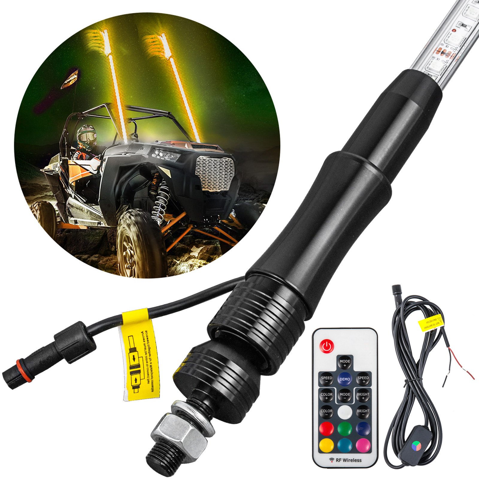Led Whip Lights Lighted Whips for UTV RGB Color Led Lighted Whip 3ft ...