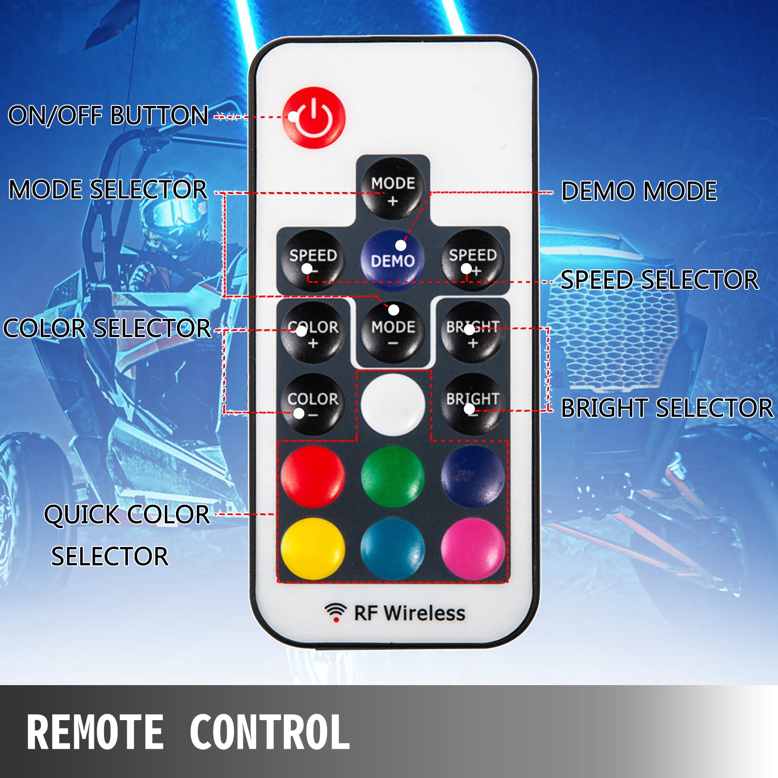 Led Whip Lights Lighted Whips for UTV Spiral RGB Color Led Lighted Whip ...