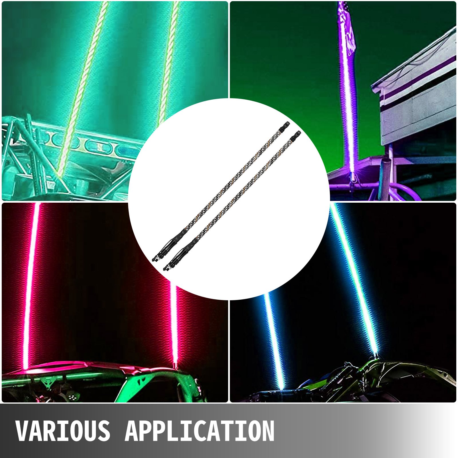 Led Whip Lights Lighted Whips for UTV Spiral RGB Color Led Lighted Whip ...