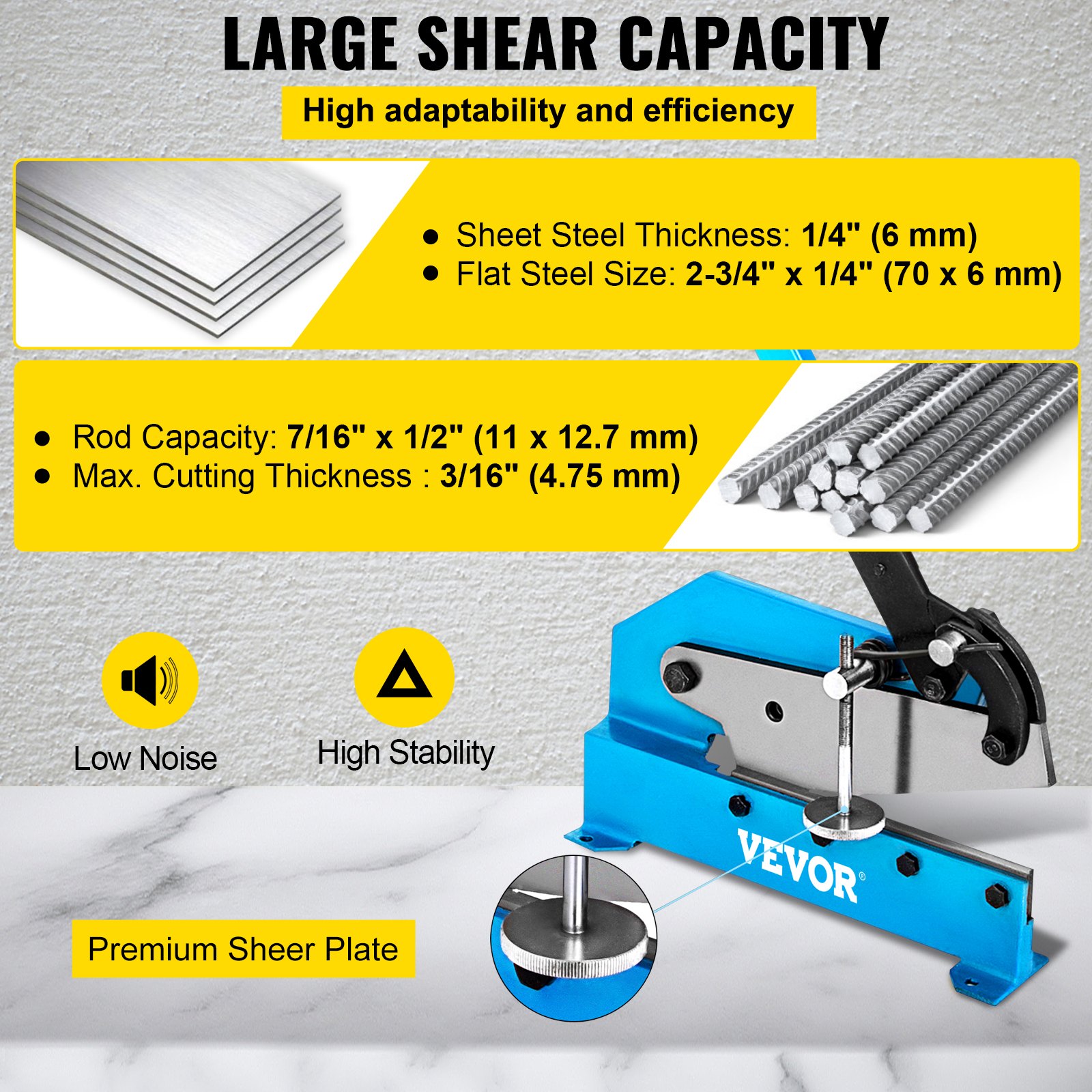 VEVOR Hand Plate Shear 12", Manual Metal Cutter Cutting Thickness1/4 ...