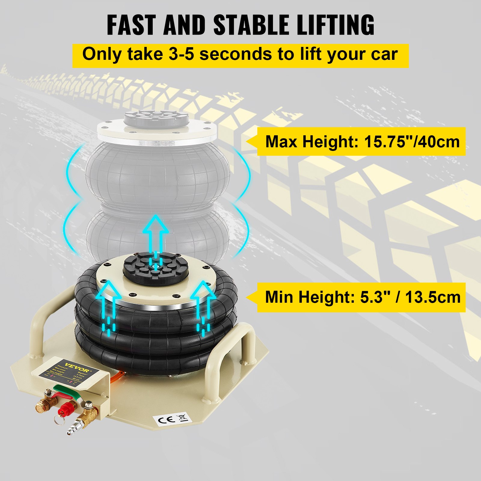 Pneumatic Car Jack 6600lbs Heavy Duty Air Jack Lifting Height Up To 16. ...