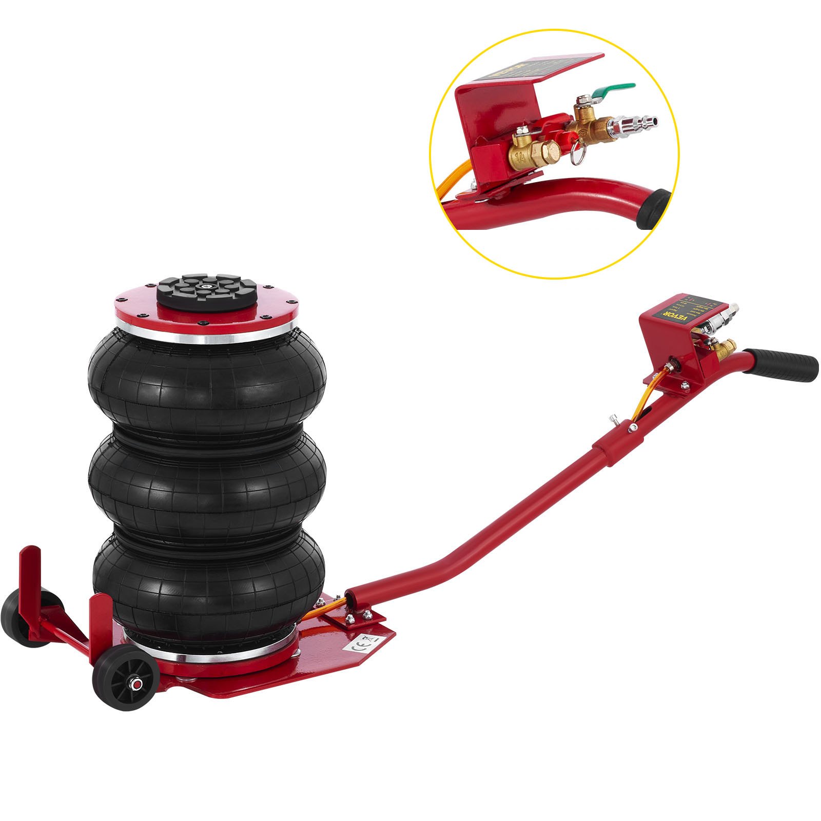 3 Ton Triple Bag Air Pneumatic Jack 6600 Lbs Steel 16" High Compressed ...