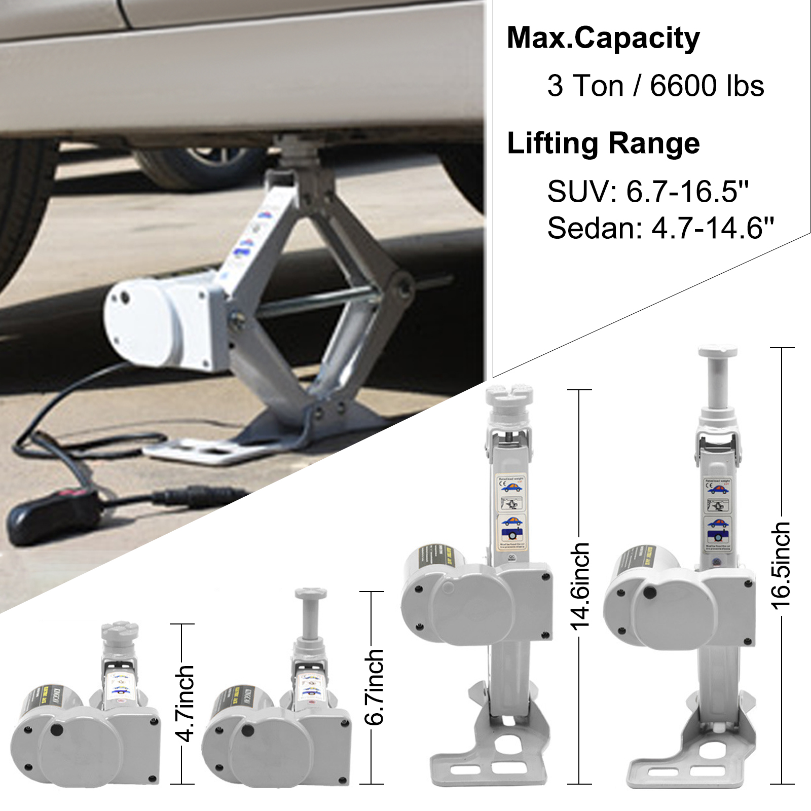 Vevor Electric Car Jack Electric Scissor Jack 3 Ton Floor Jack Car ...