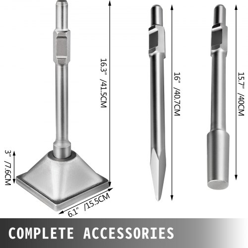 VEVOR 6x6 Compactor Plate 1-1/8 inch Jack Hammer with Electric Chisel ...