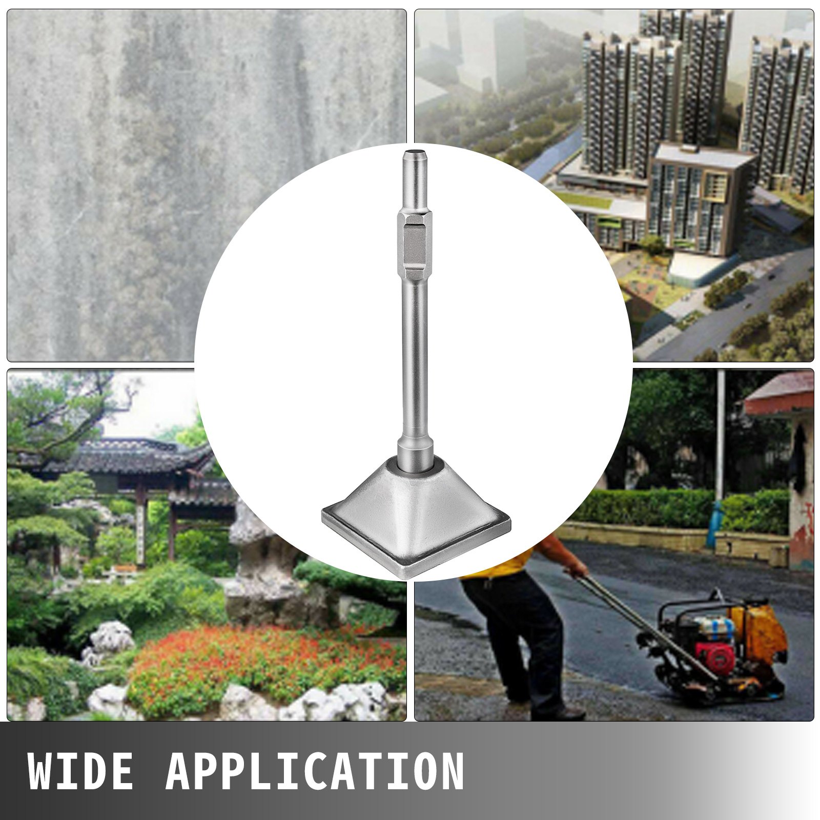 VEVOR 6x6 Compactor Plate 1-1/8 inch Jack Hammer with Electric Chisel ...