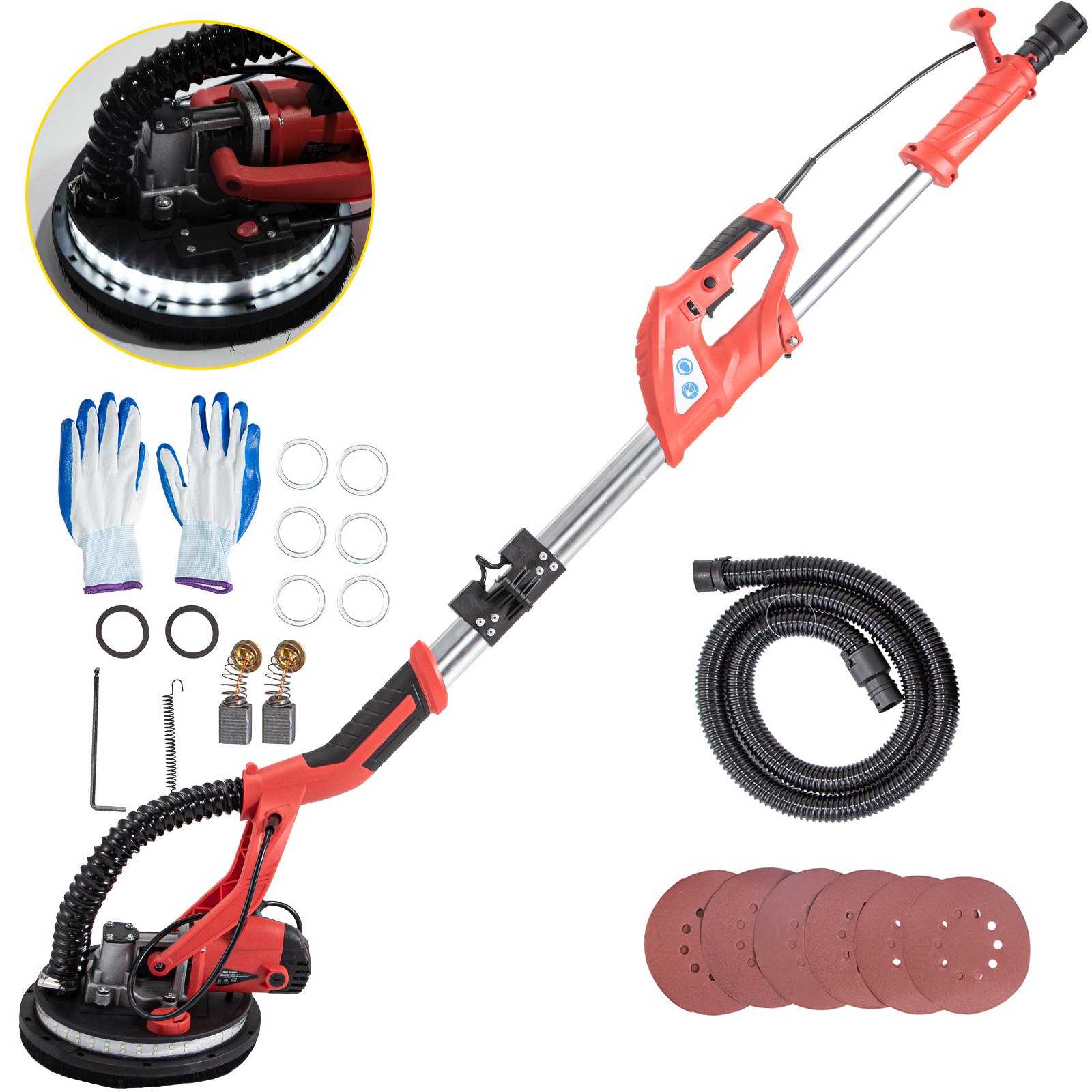 VEVOR Electric Drywall Sander 850W with LED Strip Light, Foldable ...