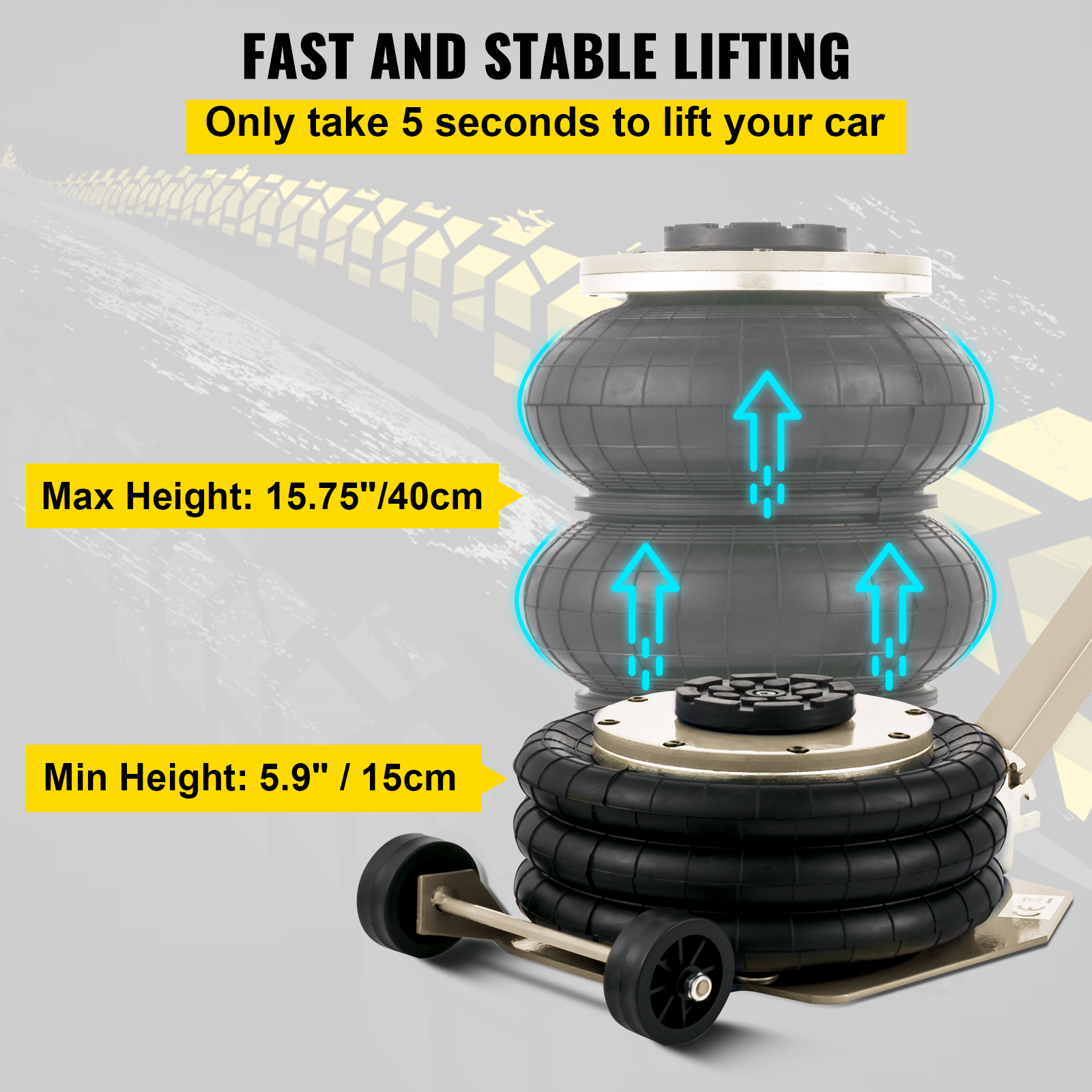 Vevor Triple Air Bag Jack Pneumatic Jack 6600lbs Quick Lift 3t Heavy ...
