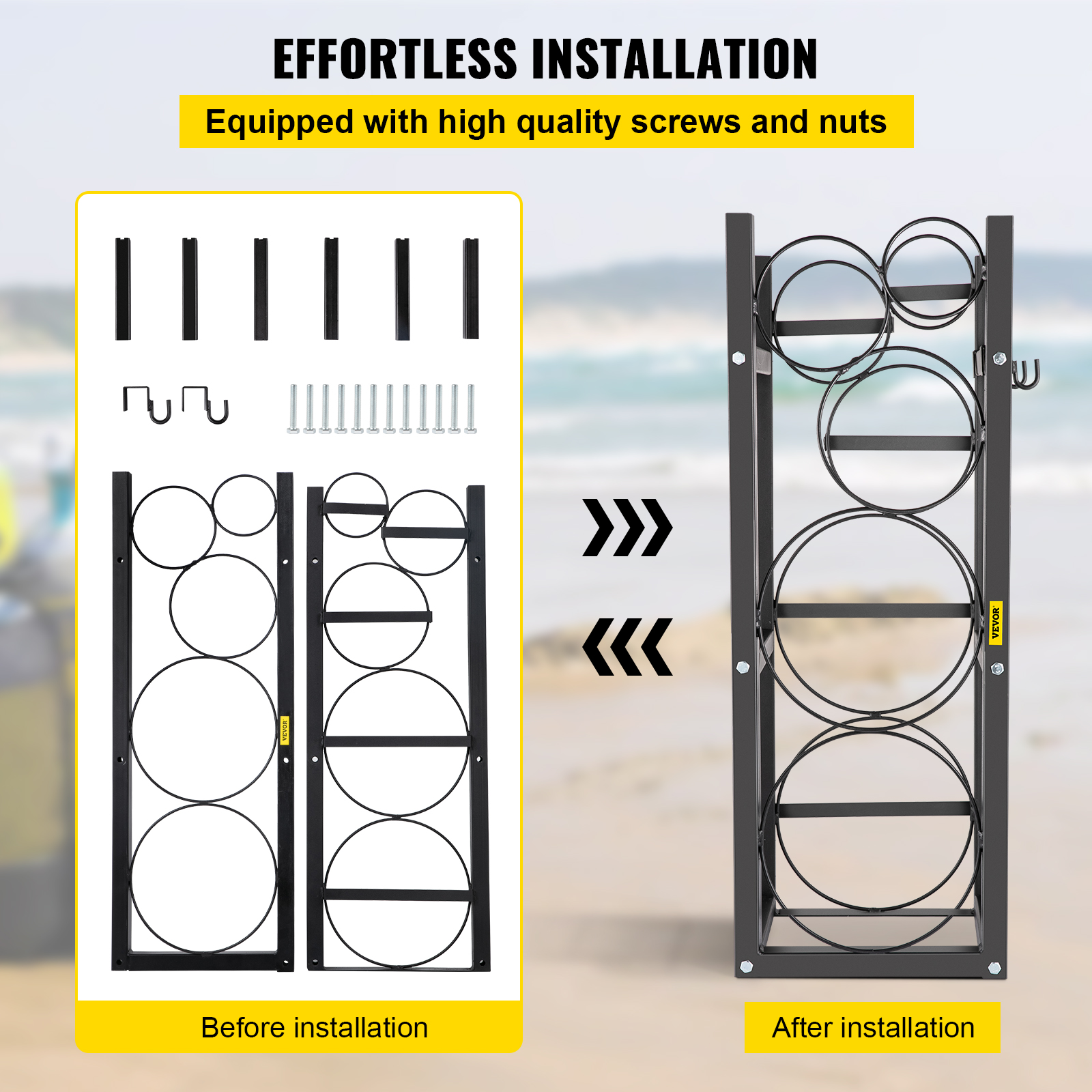 VEVOR Refrigerant Tank Rack Cylinder Tank Rack with 2-30lb and 3 Small ...