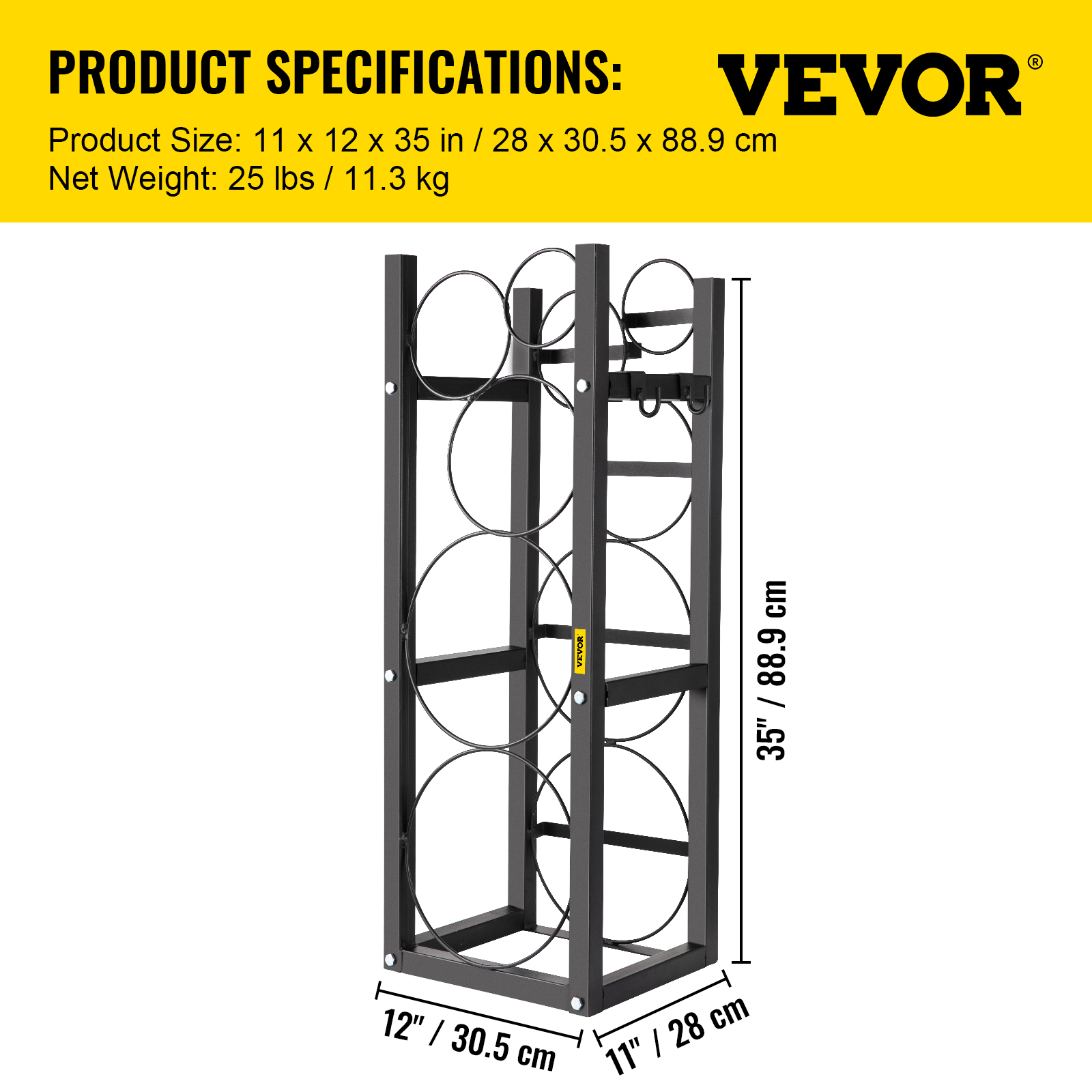 VEVOR Refrigerant Tank Rack Cylinder Tank Rack with 2-30lb and 3 Small ...