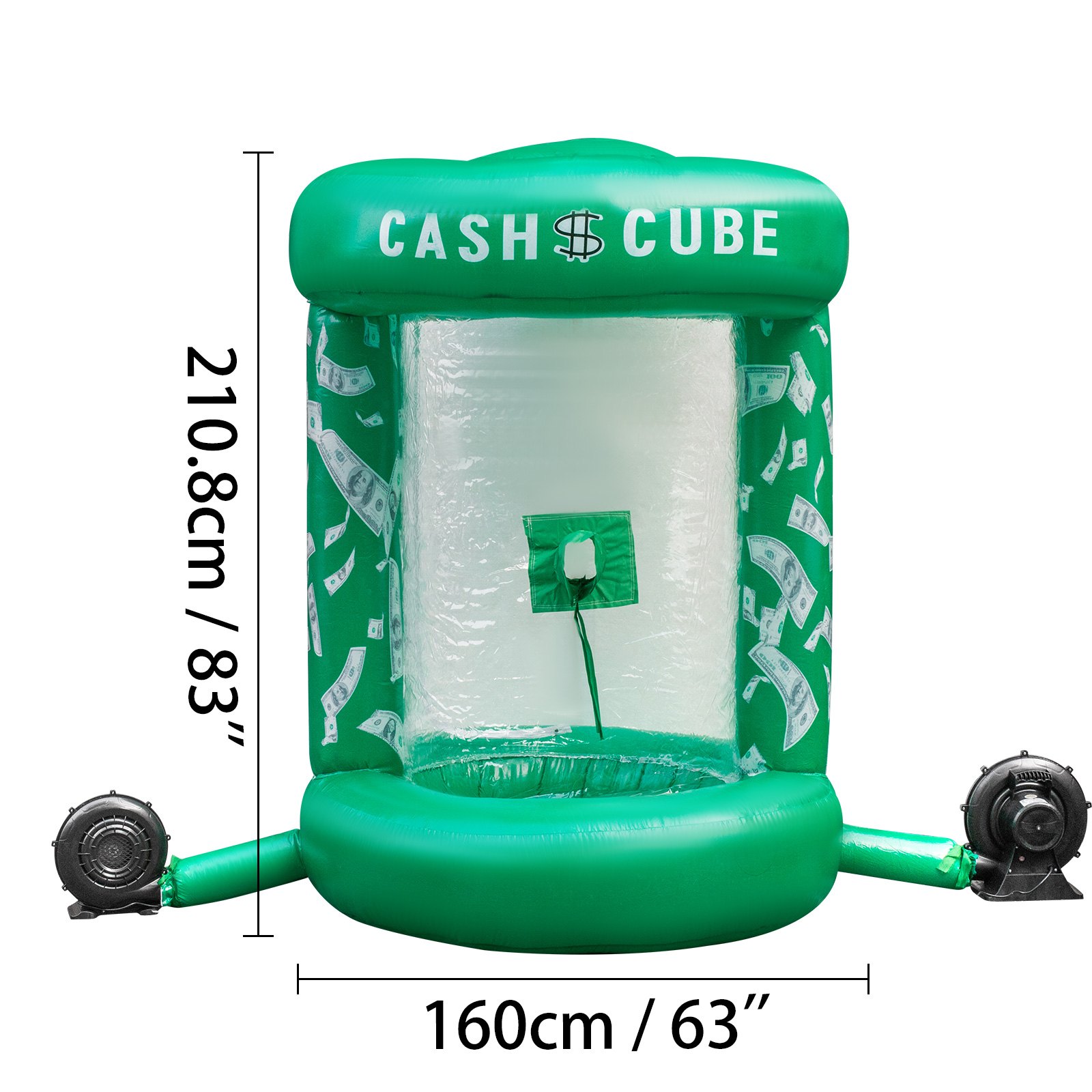 VEVOR Inflatable Cash Cube with Two Blowers Inflatable Cash Cube Booth ...
