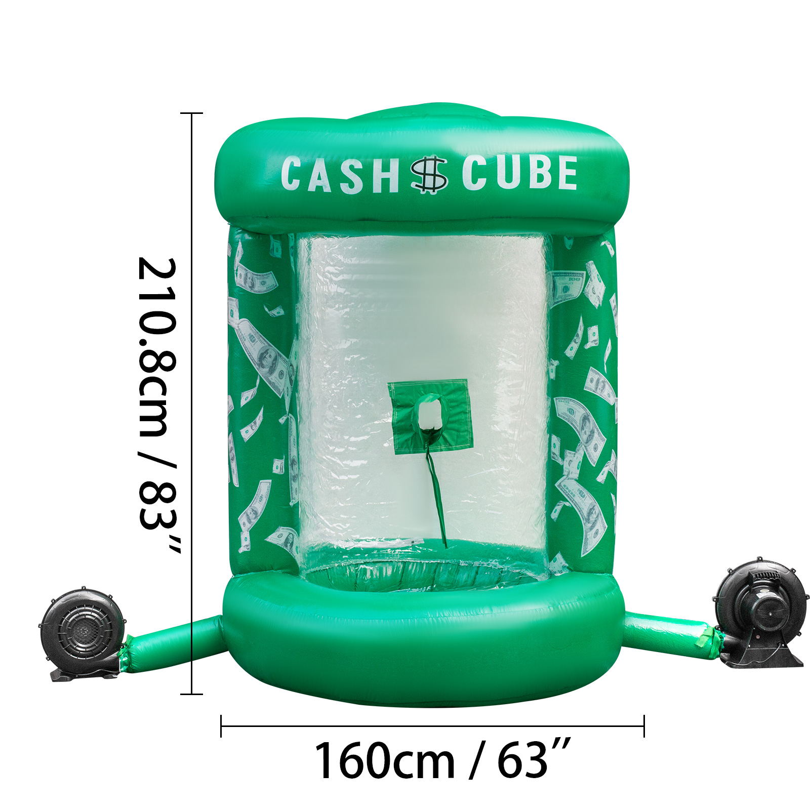 Inflatable Cash Cube Inflatable Cash Cube Booth Green with Blowers ...