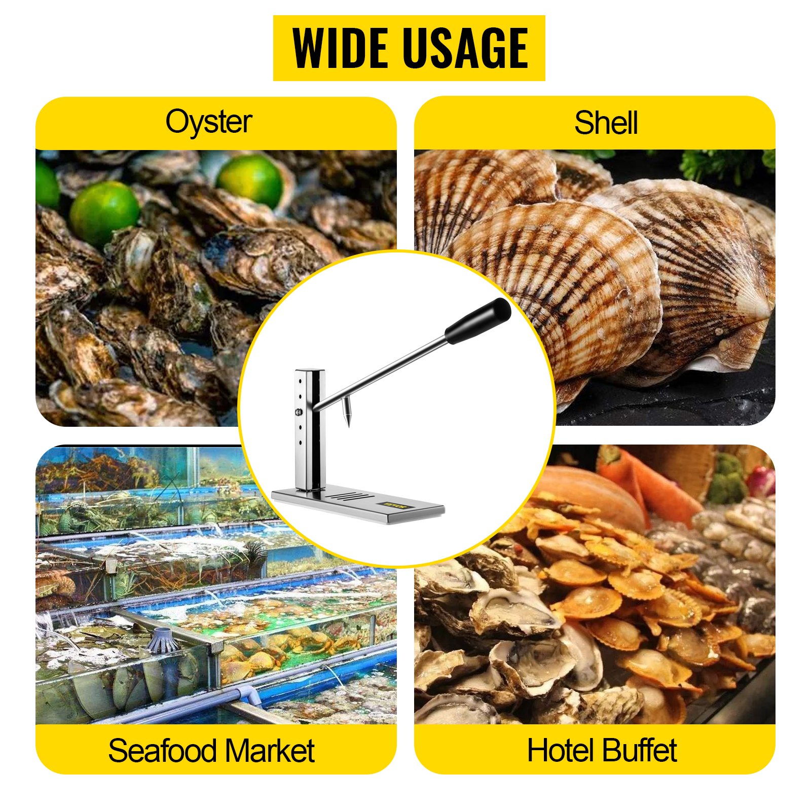 VEVOR Oyster Shucker Machine, Adjustable Oyster Shucker Tool Set ...