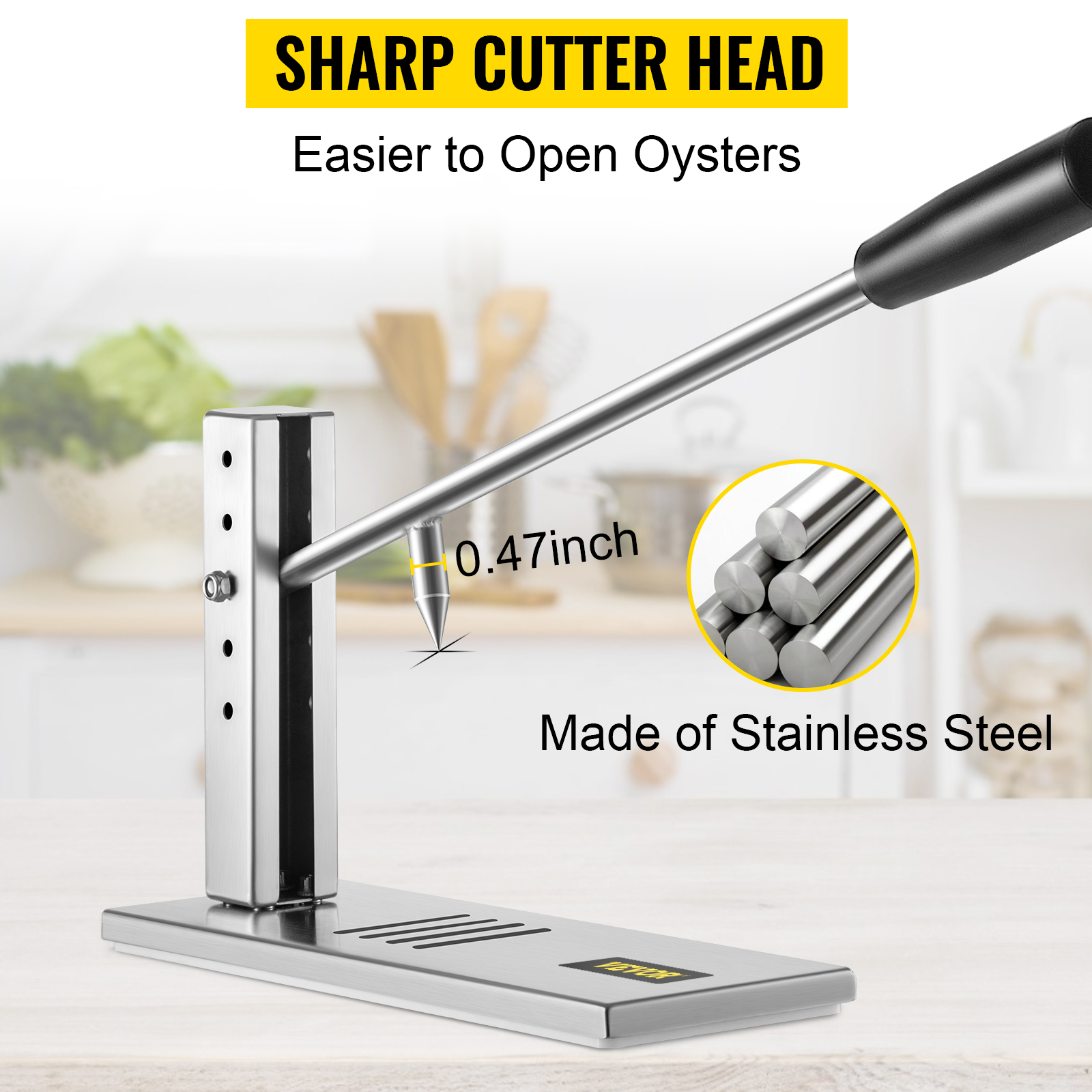 VEVOR Stainless Steel Oyster Shucker Tool Set, Clam Opener Machine with ...