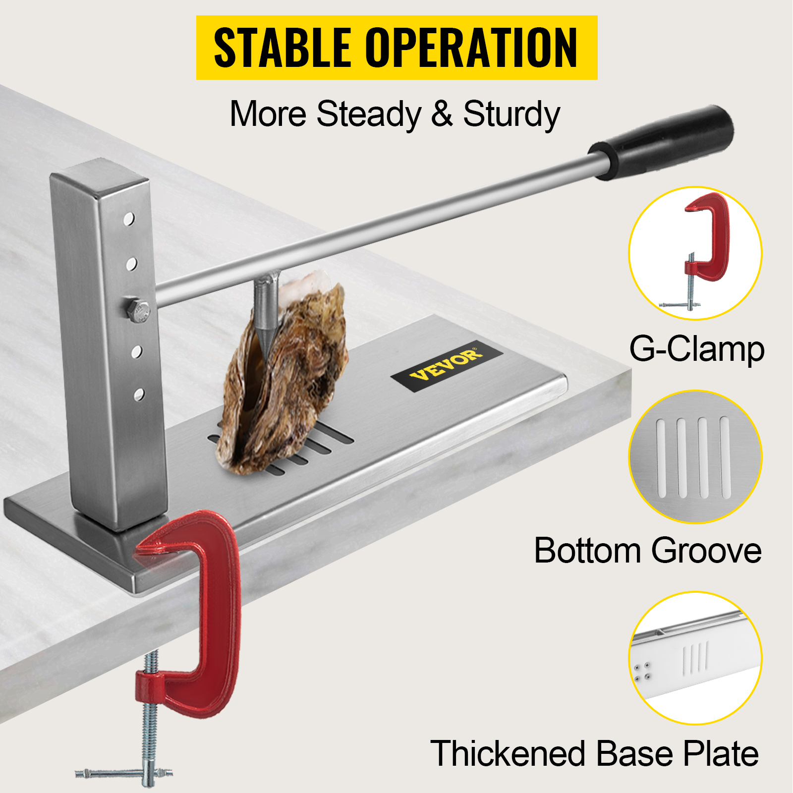 VEVOR Stainless Steel Oyster Shucker Tool Set, Clam Opener Machine with ...