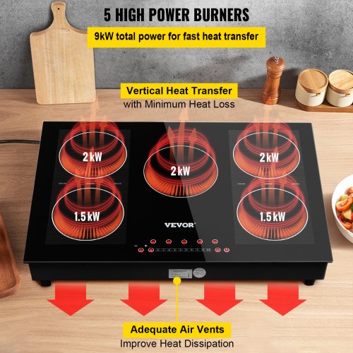 VEVOR Electric Induction Cooktop Built-in Stove Top 5 Burners 30.3x20 ...