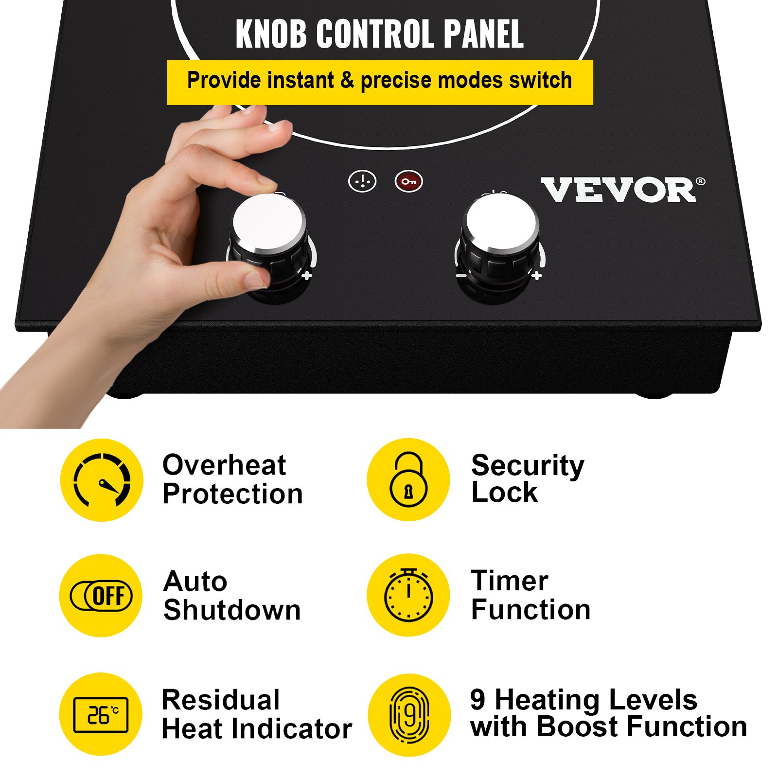 VEVOR Electric Induction Cooktop Built-in Stove Top 11in 2 Burners 120V ...