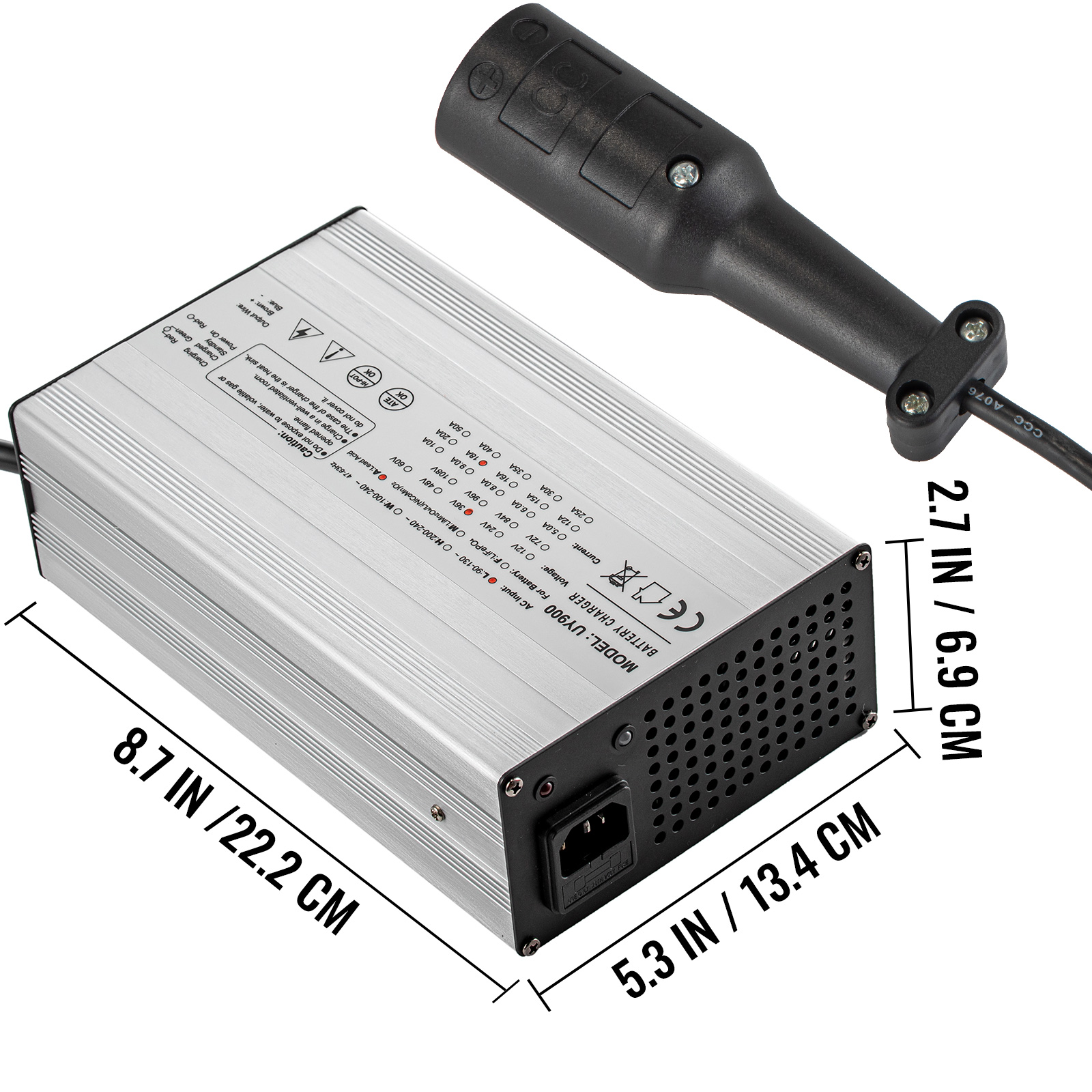 VEVOR Golf Cart Battery Charger Club Car Charger 48V 15A 3 Pin Round ...