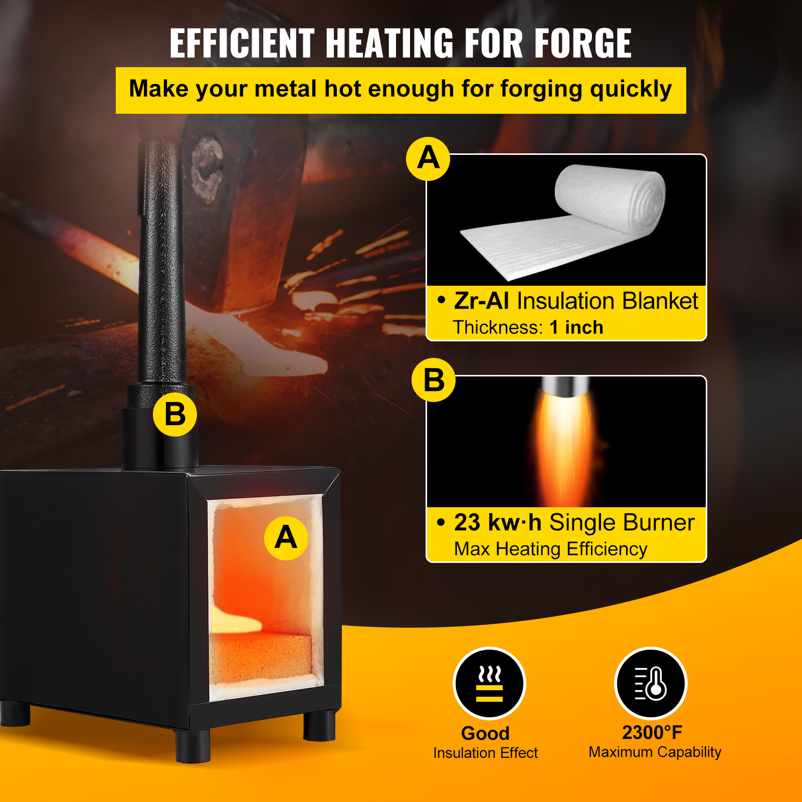 Vevor Gas Propane Forge Furnace Burner Making Blacksmith | VEVOR US