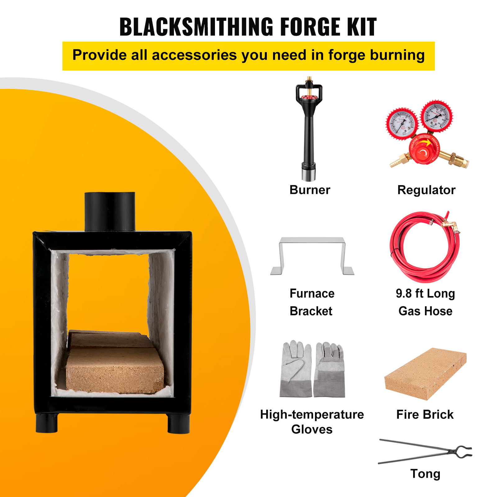 VEVOR Gas Propane Forge Furnace Burner Portable Three Burners Metal ...
