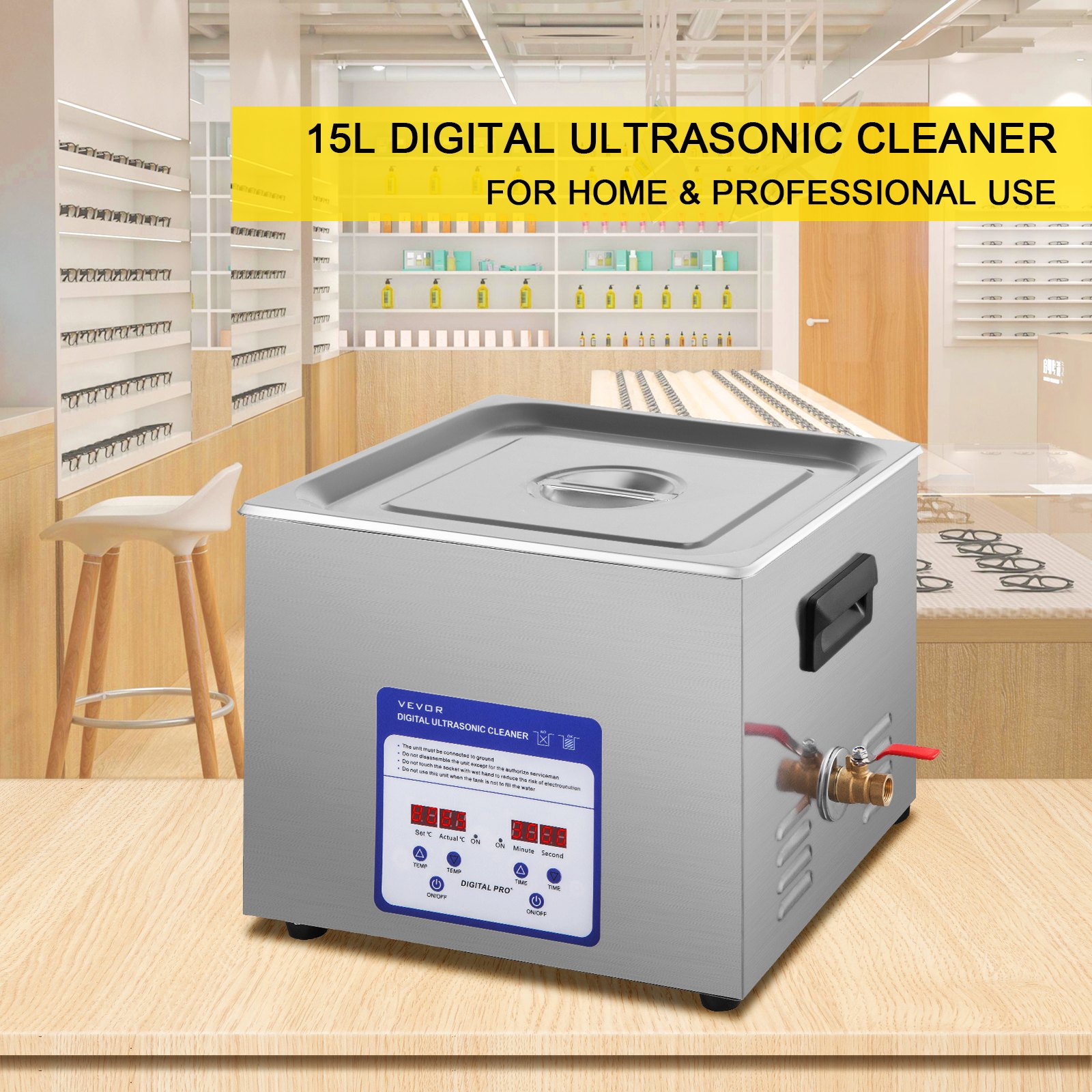VEVOR Vevor Digital Ultrasonic Cleaner Ultrasonic Cleaning Machine 15l ...