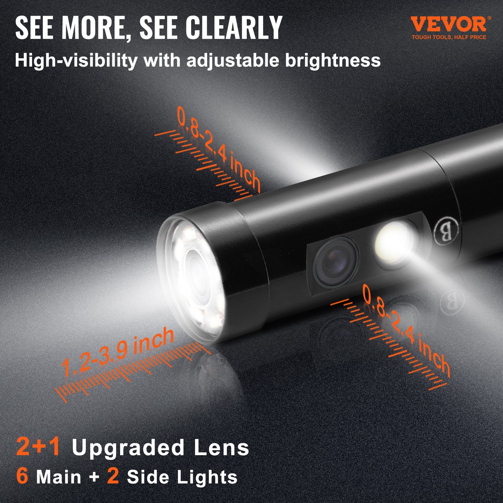 VEVOR Endoscope Camera Borescope Inspection Camera Triple Lens 4.5" IPS ...