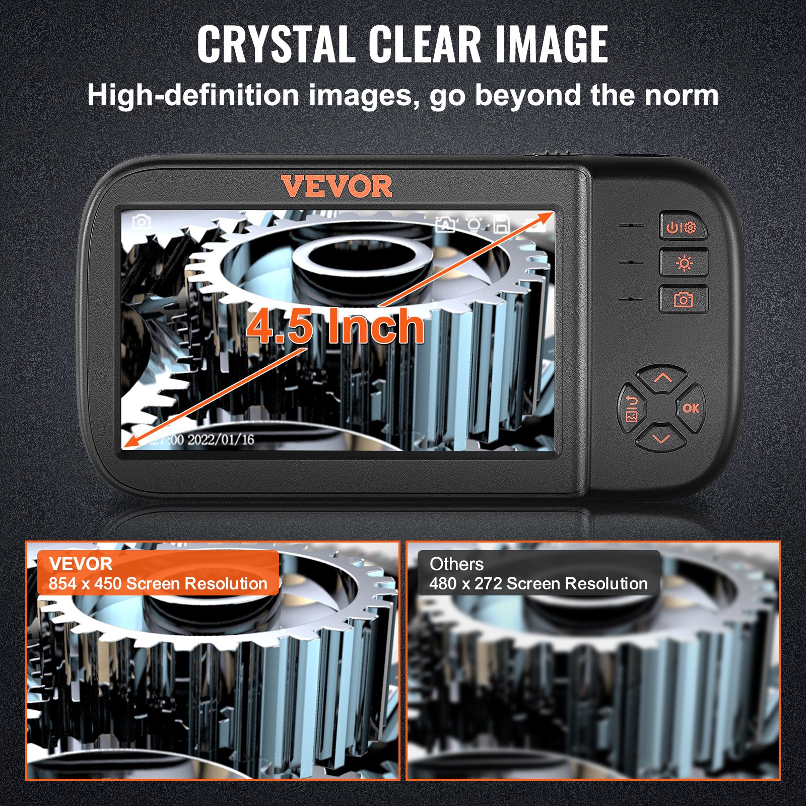 VEVOR Endoscope Camera Borescope Inspection Camera Triple Lens 4.5" IPS ...