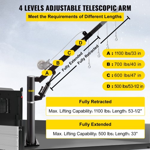VEVOR VEVOR UTE Lift Crane Swivel Base Hoist Jack 454kg Truck Hoist ...