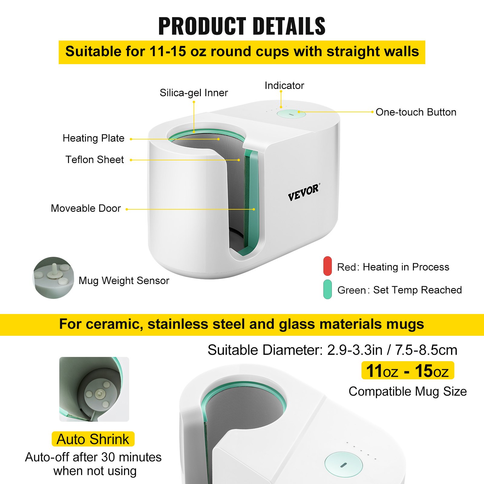 VEVOR Mug Press Machine, Automatic Mug Heat Press for Sublimation 11 ...