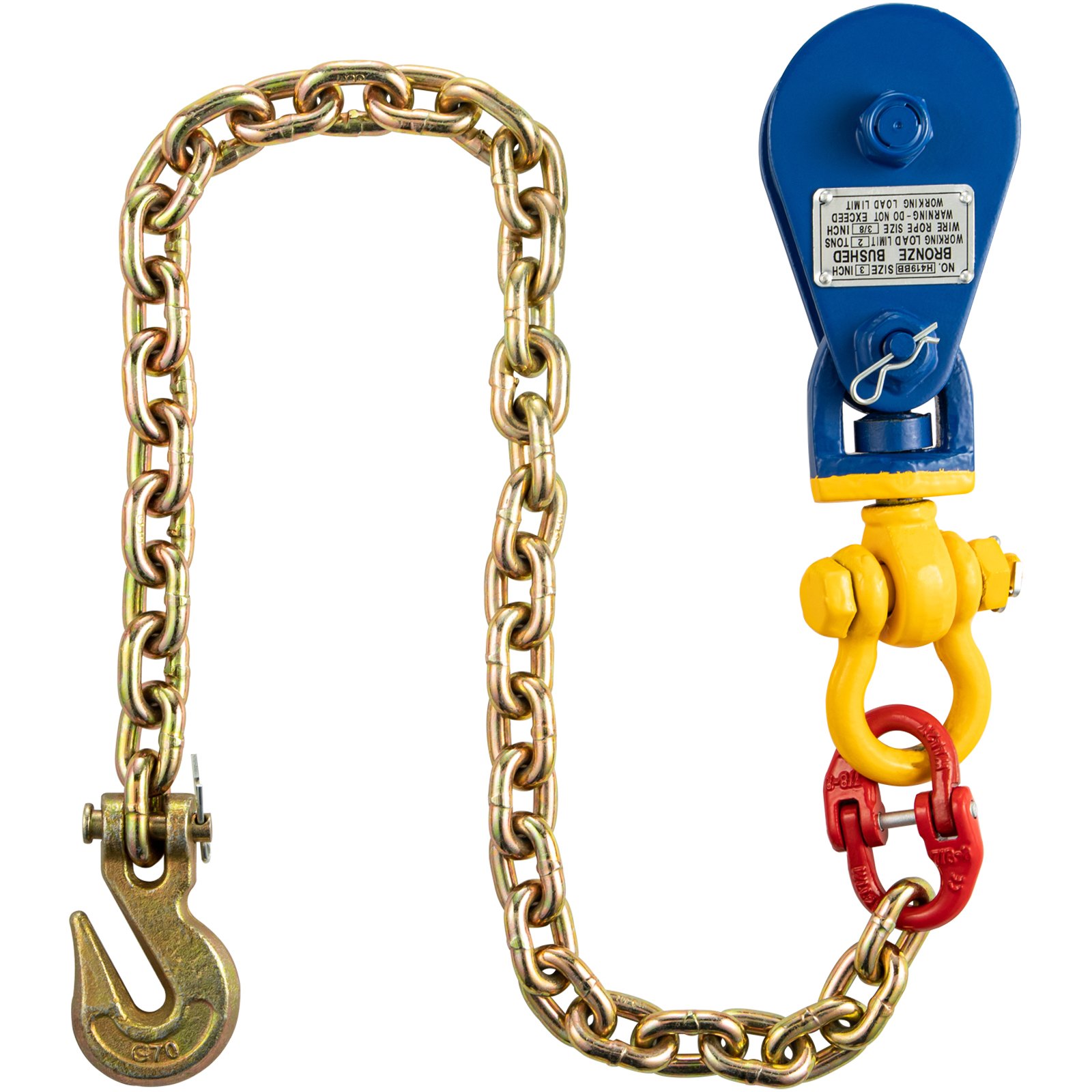 VEVOR 2ton Snatch Block with Chain, 4400 lbs Capacity Snatch Rigging ...