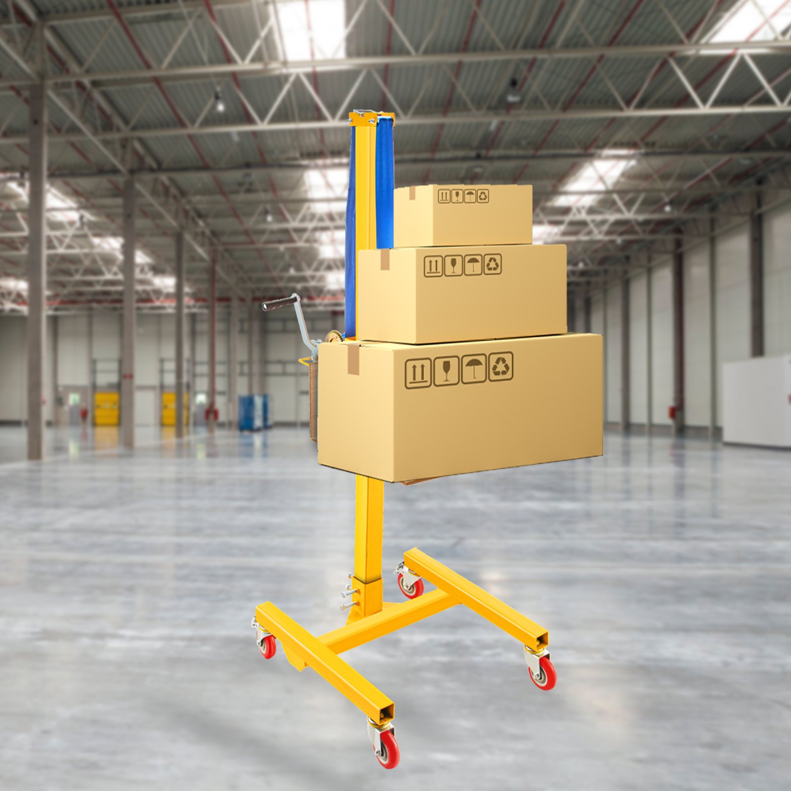 VEVOR Manual Winch Stacker, 9.4" - 72" Height Range, 19.7" Length x 15. ...