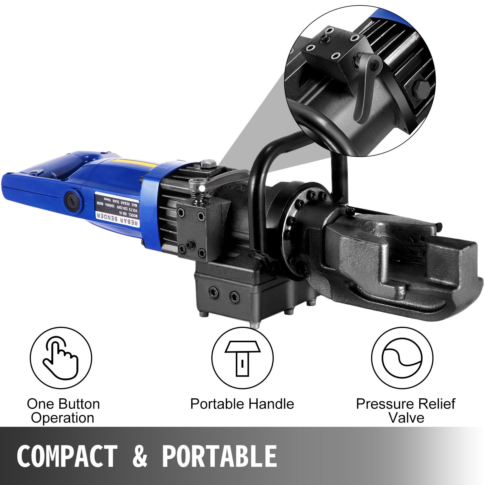 VEVOR Electrical Hydraulic Rebar Bender Machine 800w Portable Hand Held ...