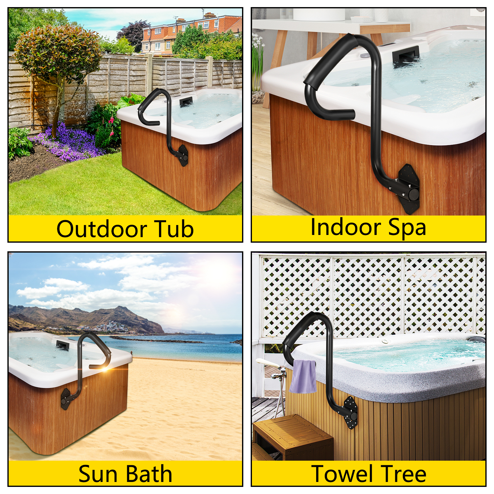 VEVOR Hot Tub Handrail 600LBS Capacity Spa Safety Rail Stationary Heavy ...