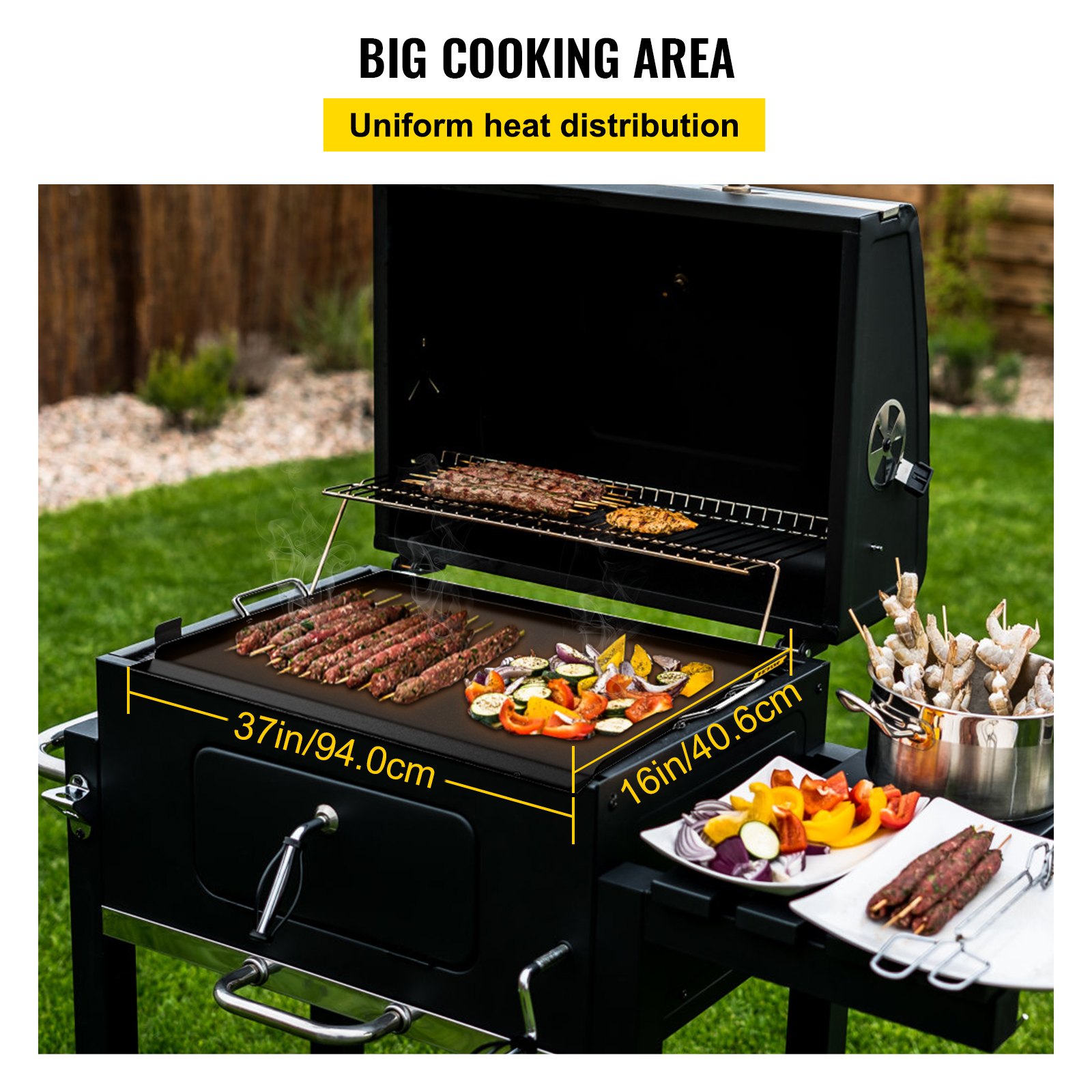 VEVOR komfurplade, 16" x 37" bageplade til gasgrill, kraftig stålplade ...