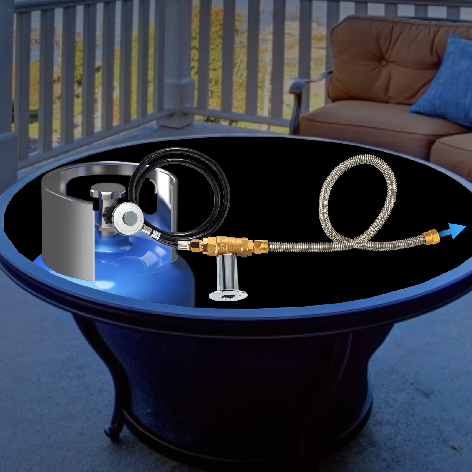 VEVOR Fire Pit Installation Kit, 90K BTU Max Propane Fire Pit Hose Kit ...