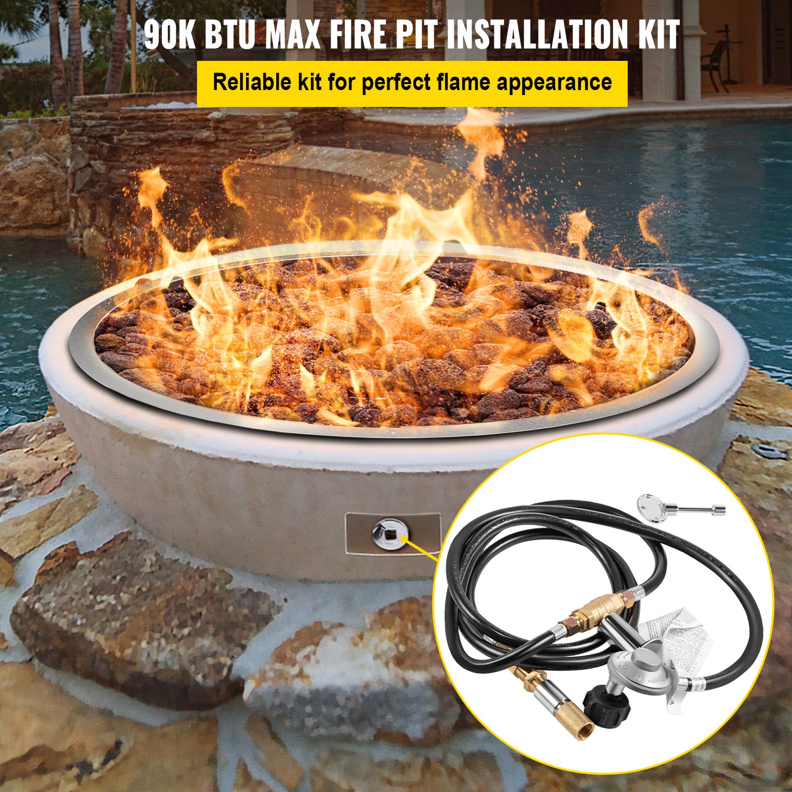 VEVOR Propane Gas Fire Pit Valve Control System Fire Pit Hose Kit w ...