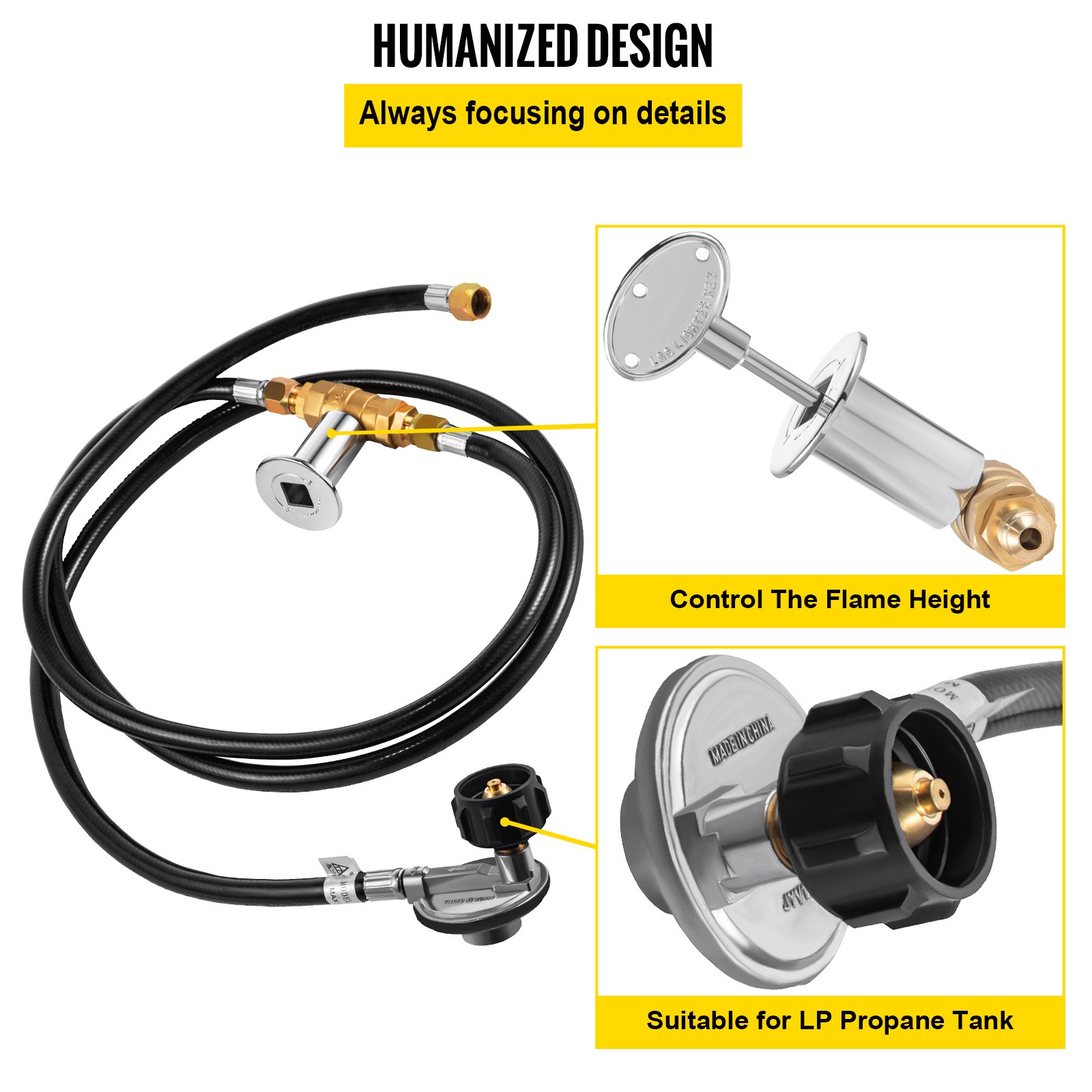 VEVOR Propane Gas Fire Pit Valve Control System Fire Pit Hose Kit 90K ...
