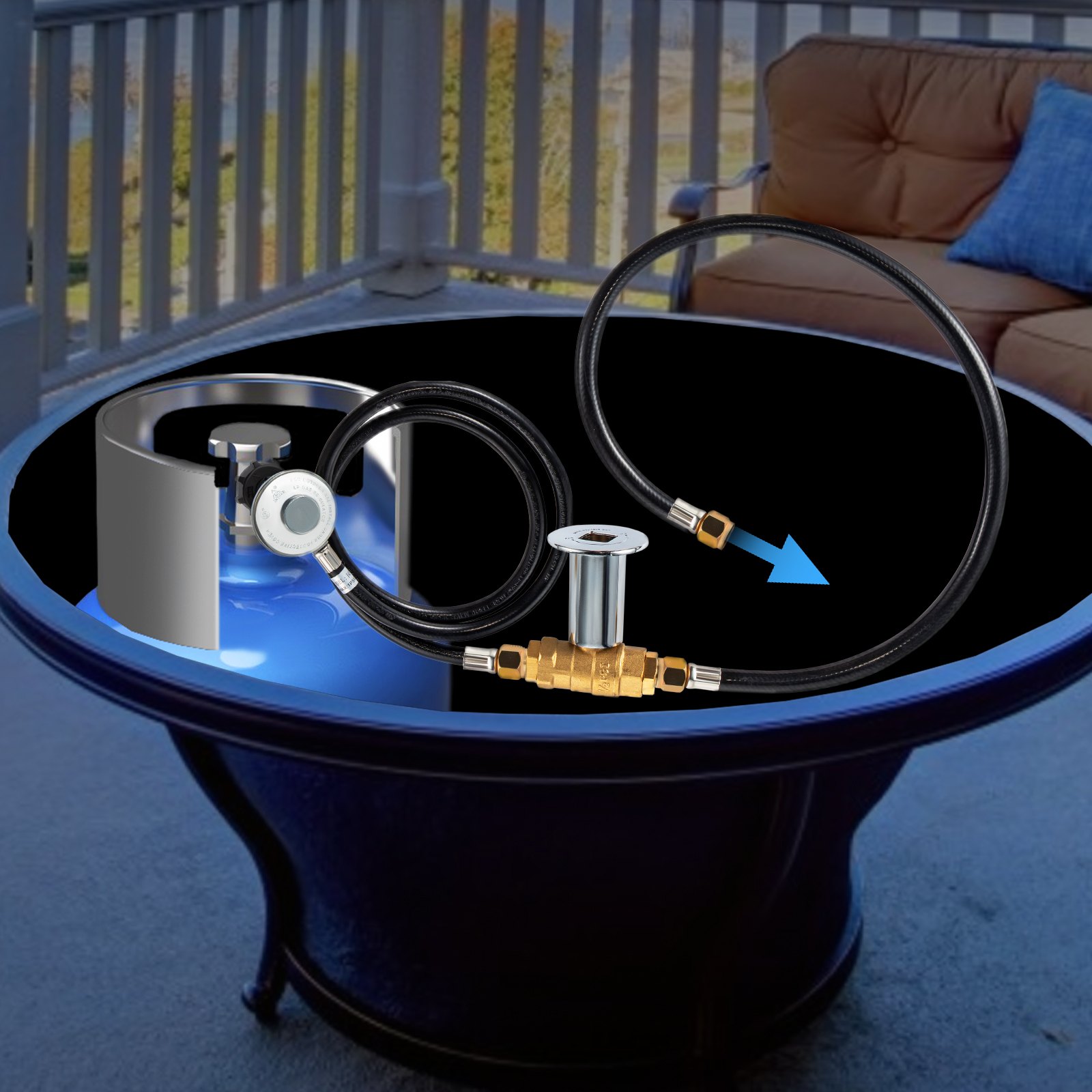 VEVOR Fire Pit Installation Kit, 90K BTU Max Propane Fire Pit Hose Kit ...