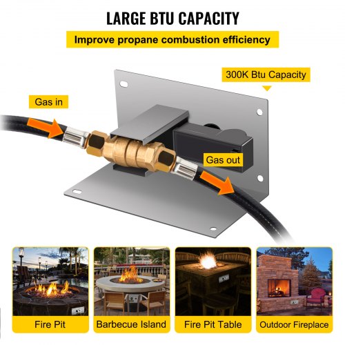VEVOR Fire Pit Gas Burner Spark Ignition Kit, 300K BTU Fire Pit ...