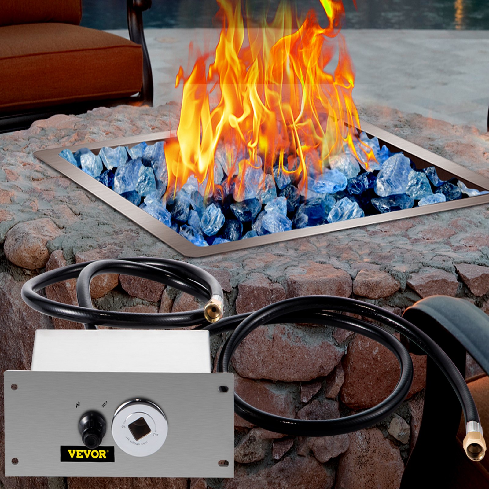 VEVOR Fire Pit Gas Burner Spark Ignition Kit, 300K BTU Fire Pit ...