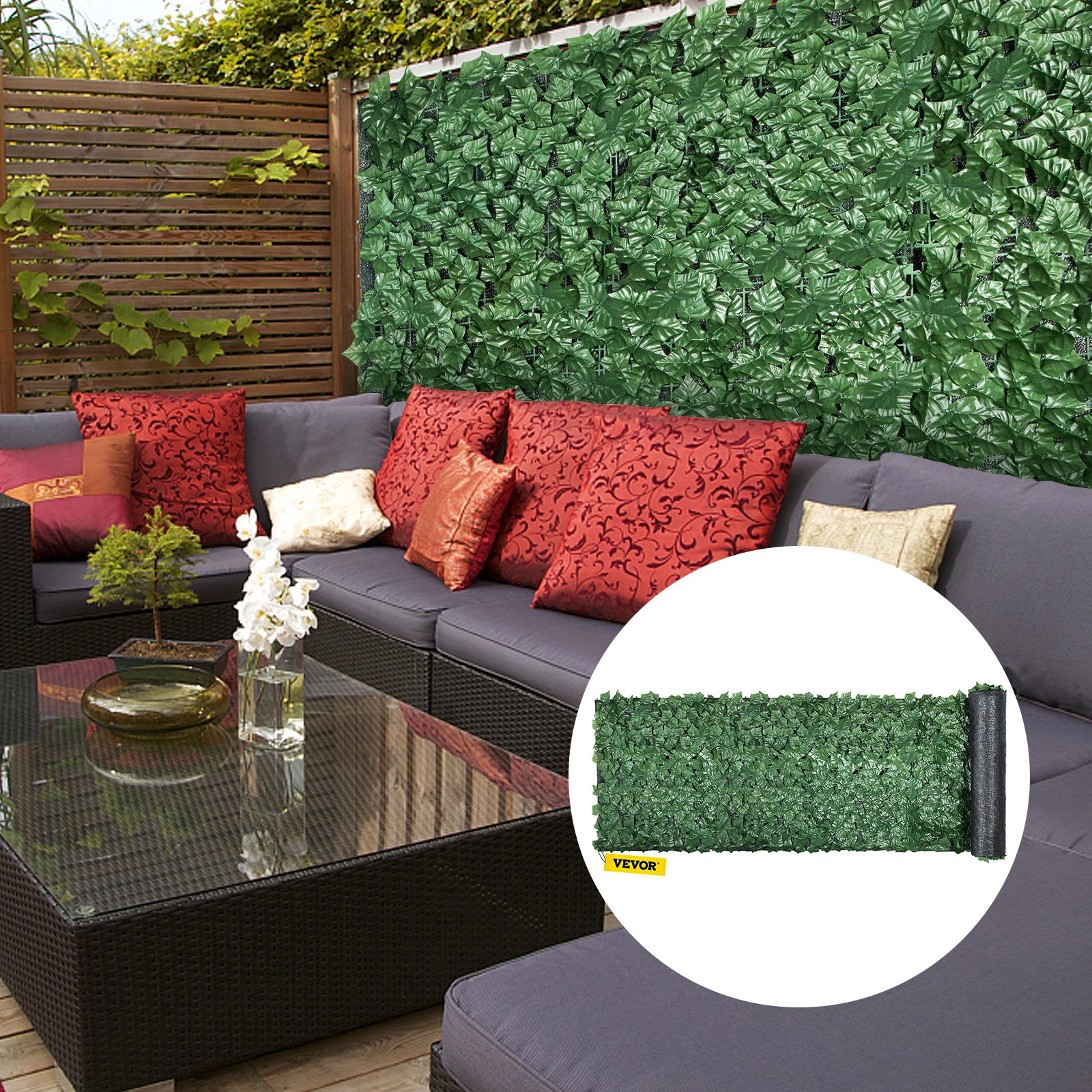 VEVOR Artificial Ivy Privacy Fence Screen, 59"x158" Ivy Fence, PP Faux ...
