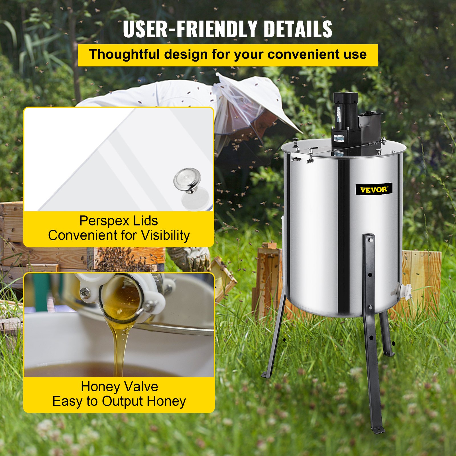 VEVOR Electric Honey Extractor 4 Frame Bee Honey Extractor Separator ...