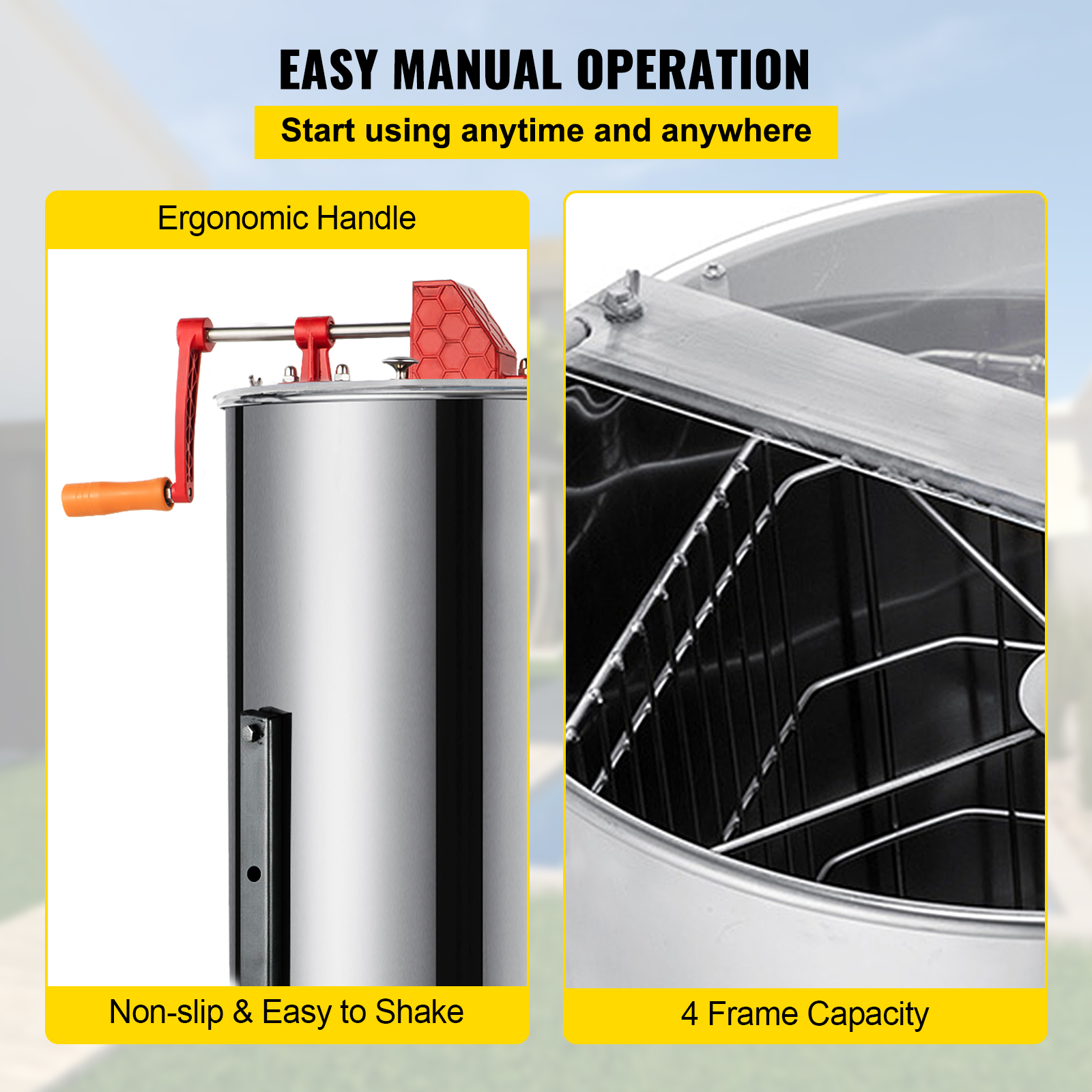 4 Frame Honey Extractor Stainless Steel Manual Honeycomb Spinner ...
