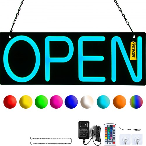 VEVOR LED Open Sign, 20" x 7" Neon Open Sign for Business, Adjustable ...