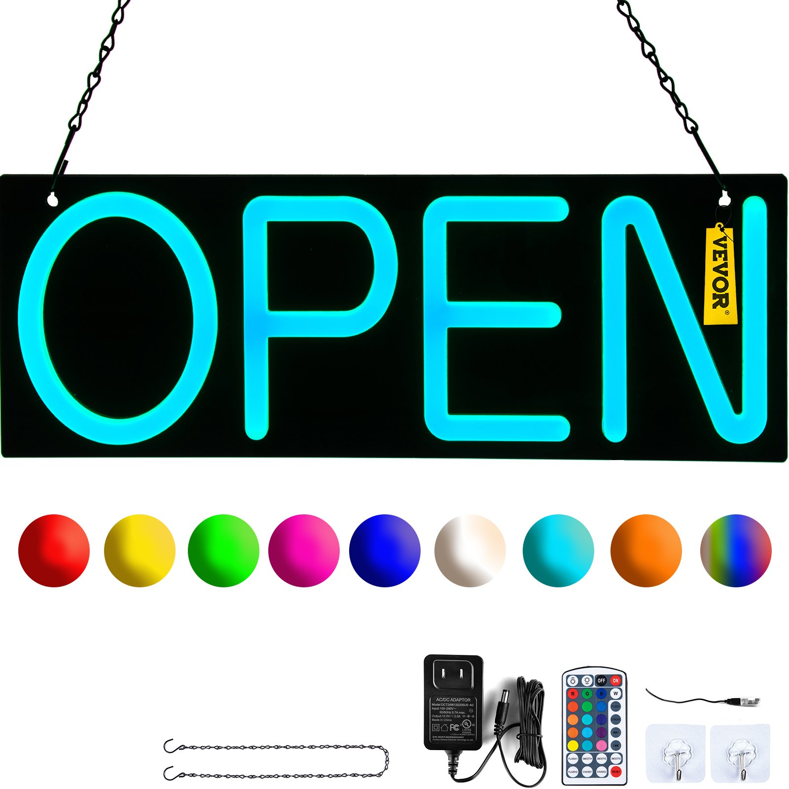 VEVOR LED Open Sign, 20" x 7" Neon Open Sign for Business, Adjustable ...