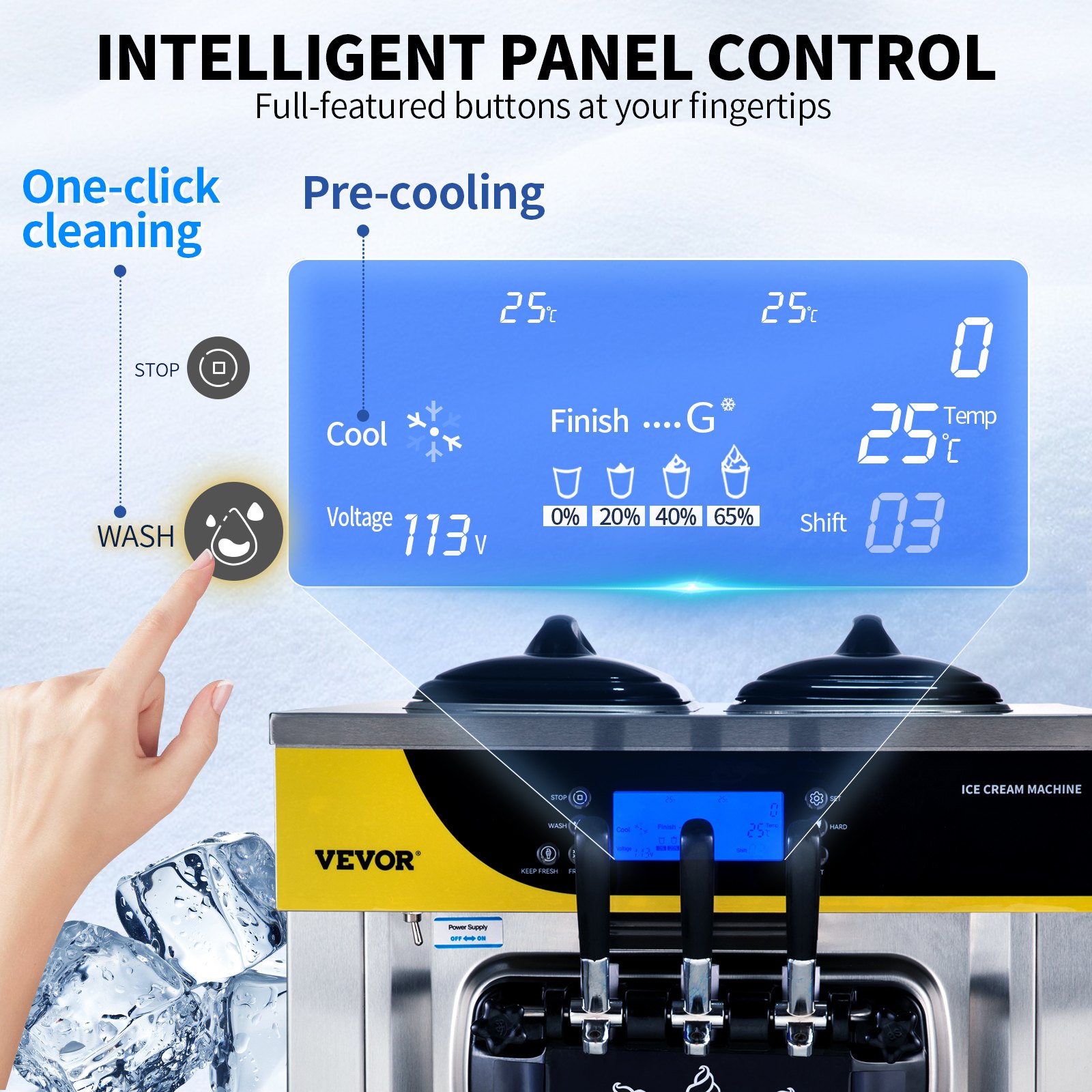 VEVOR VEVOR Countertop Soft Serve Ice Cream Maker 22-30L/H 2200W Frozen ...
