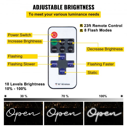 VEVOR LED Open Sign, 22" x 9" Neon Open Sign for Business, Adjustable ...