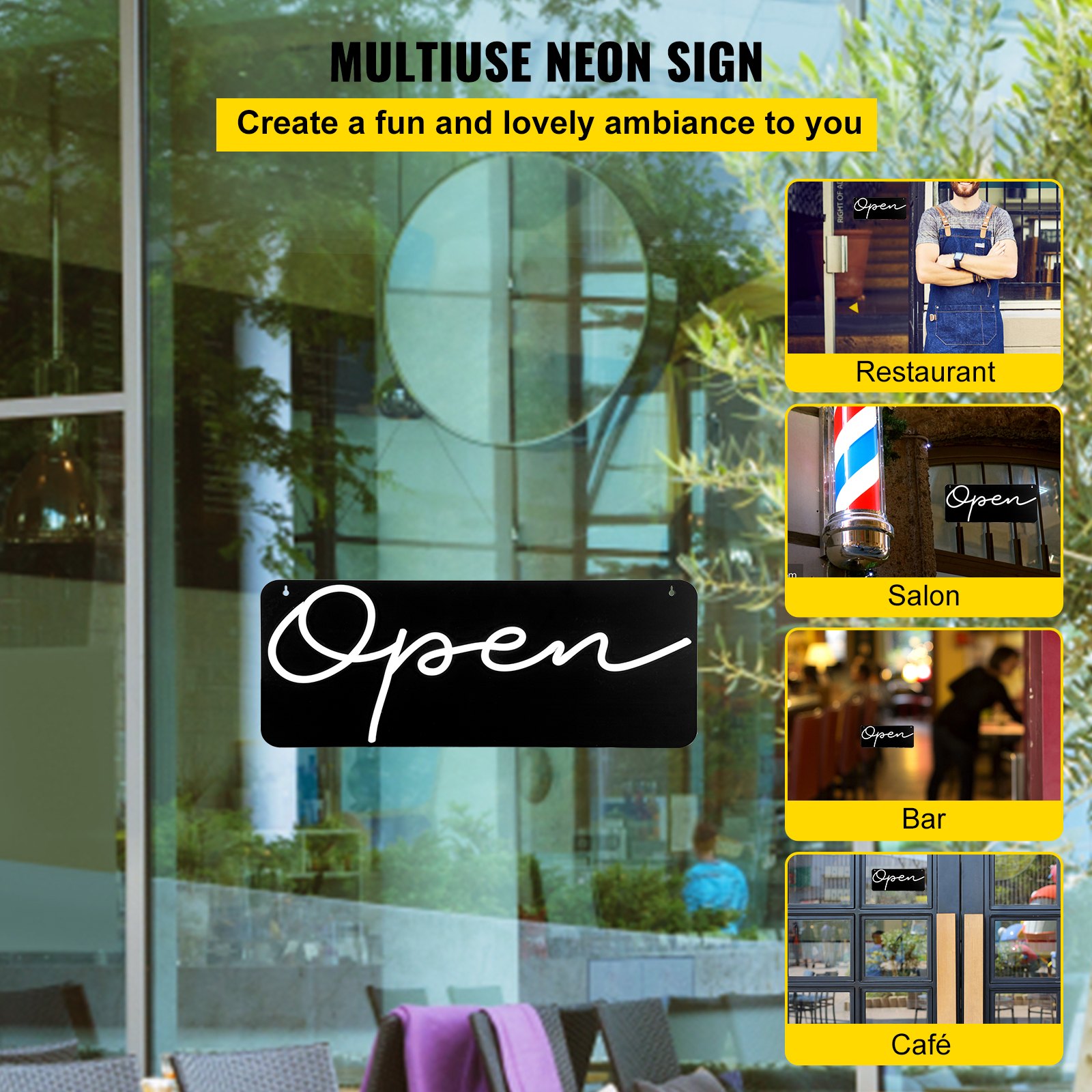 VEVOR LED Open Sign, 22" x 9" Neon Open Sign for Business, Adjustable ...